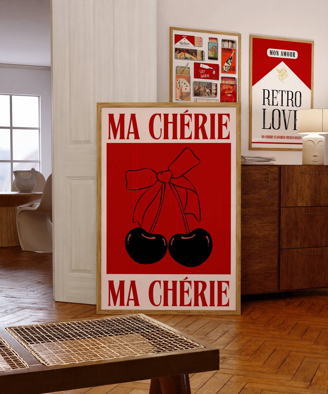 Ma Chérie Print, Mon Chéri Poster, Cherry Poster, Cherry Wall Art ...