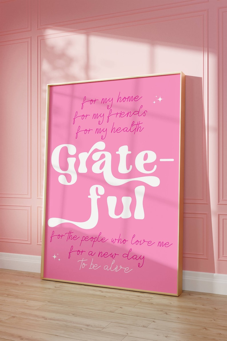 GRATEFUL, Gratitude Daily Reminders, Self Care Poster, Self Love Print ...