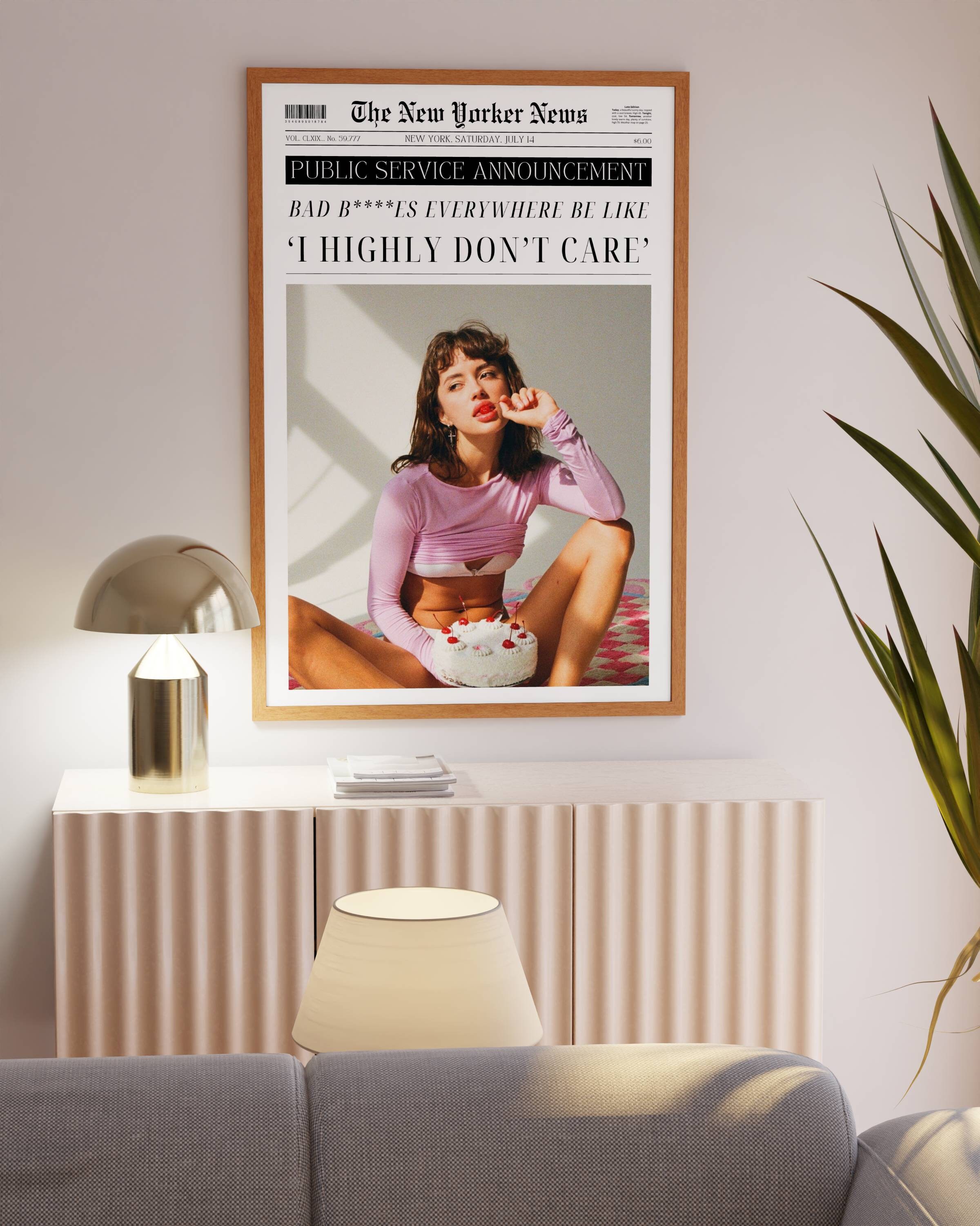 That Girl Newspaper Headline Poster, Quote Poster, Retro Bar Cart Print ...