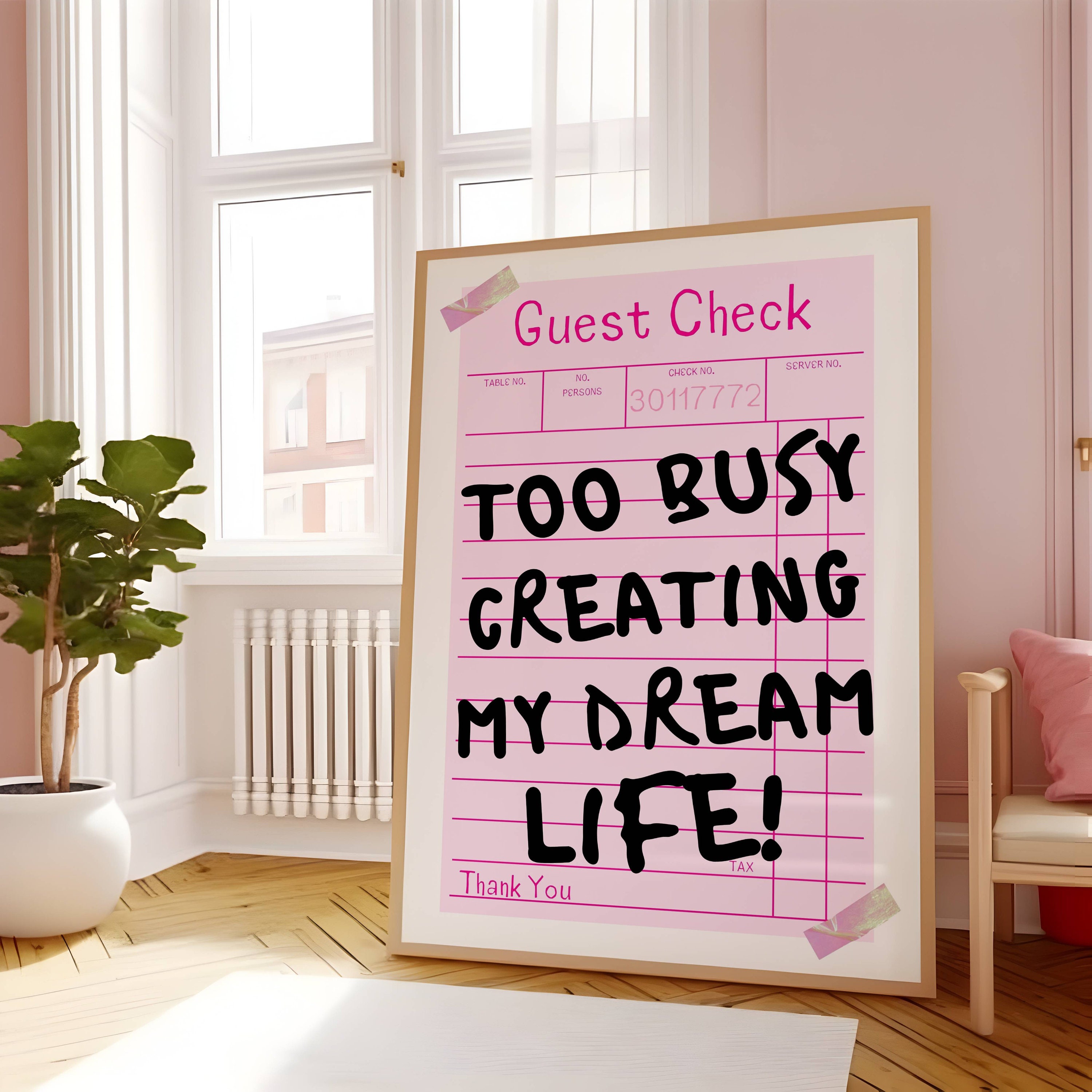 GUEST CHECK Receipt Too Busy Creating My Dream Life Retro - Etsy