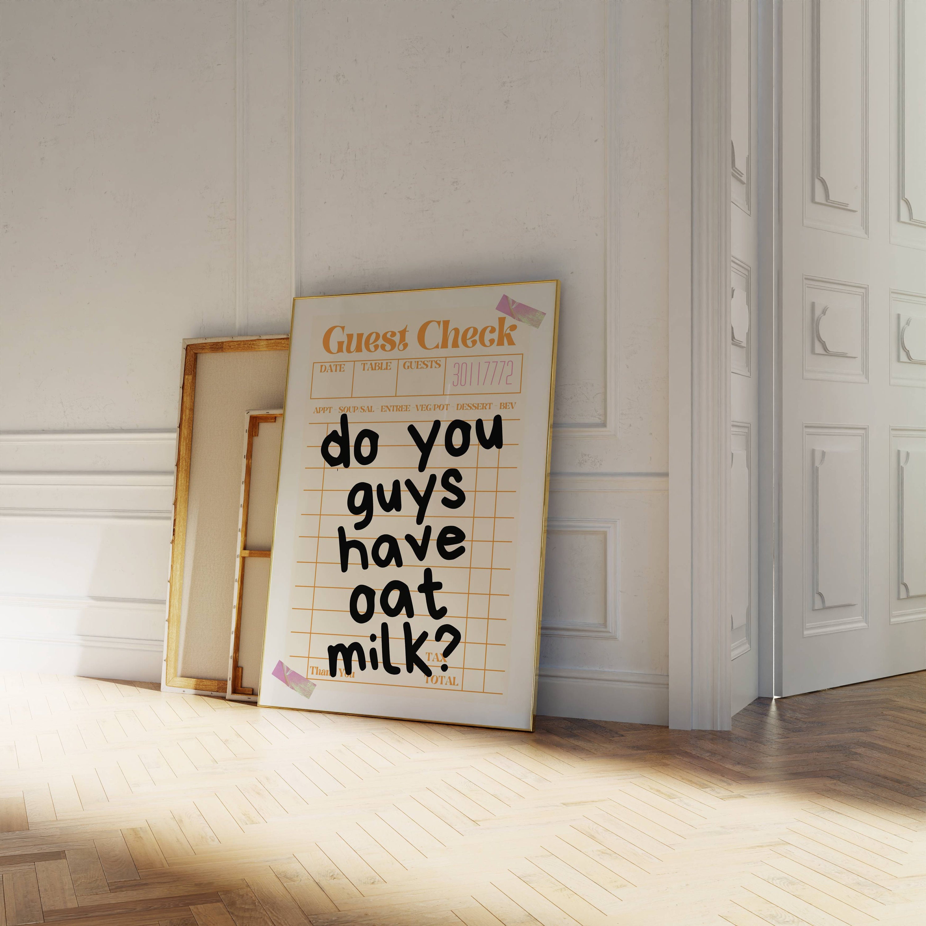 GUEST CHECK Receipt Poster, Oat Milk Print, Guest Check Poster, Oat ...