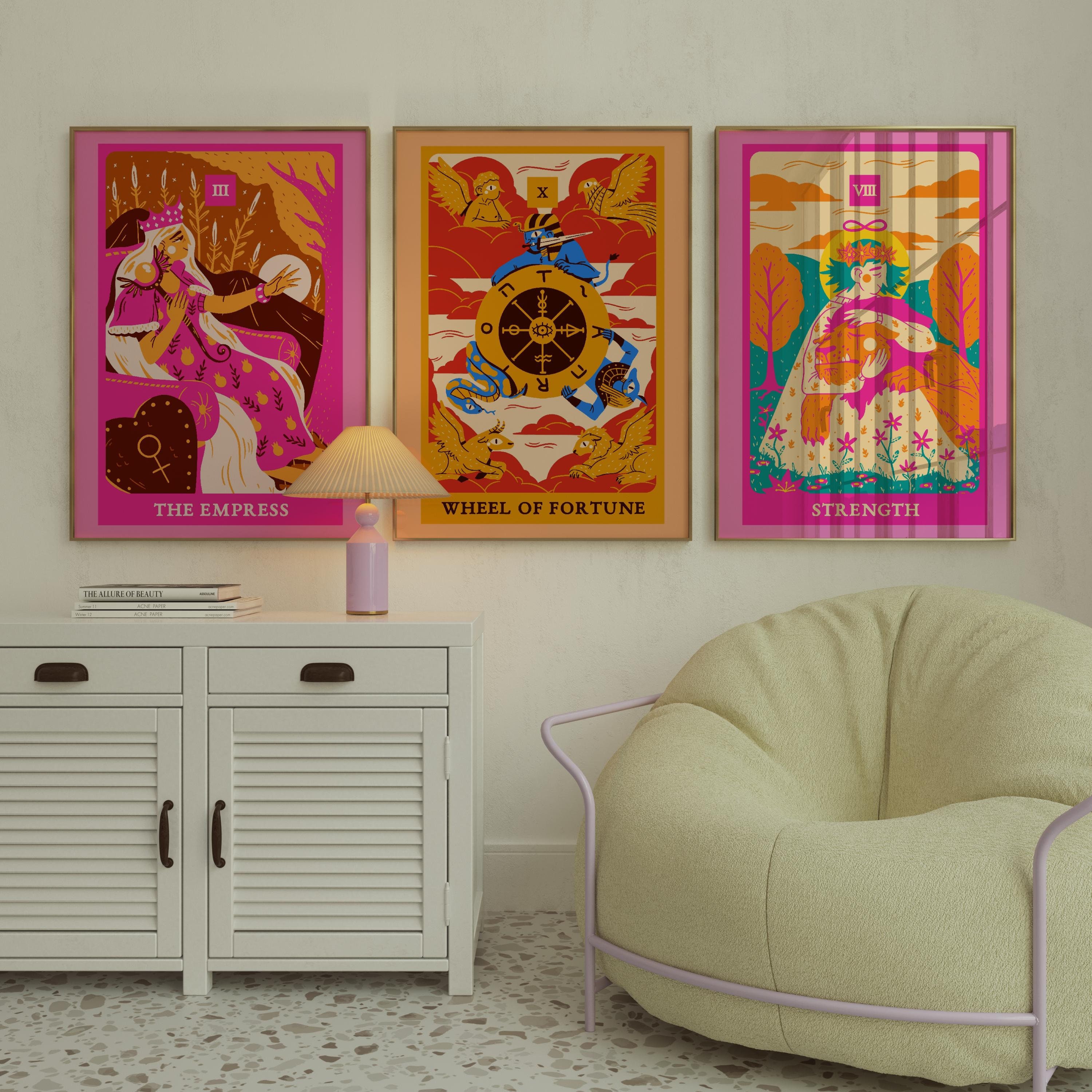 Trendy Celestial Tarot Cards, the Empress, Strength, Wheel of Fortune, Celestial Spiritual Decor ...