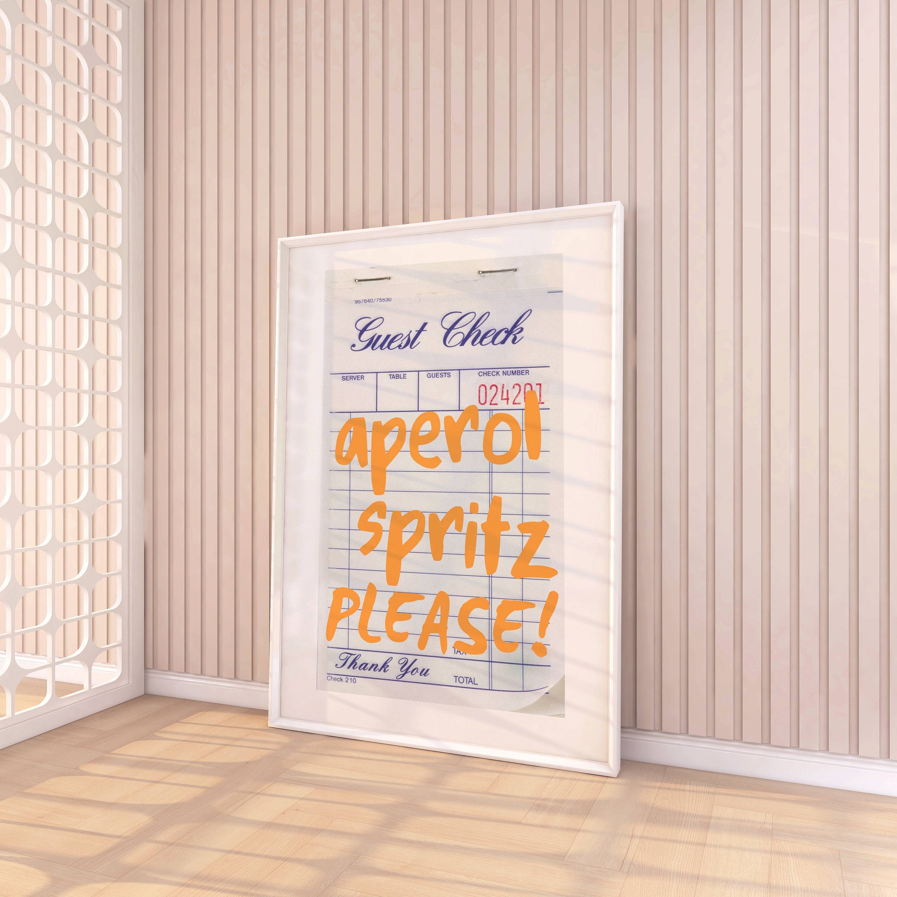 Aperol Spritz GUEST CHECK Receipt Print Funky Cocktail Art - Etsy