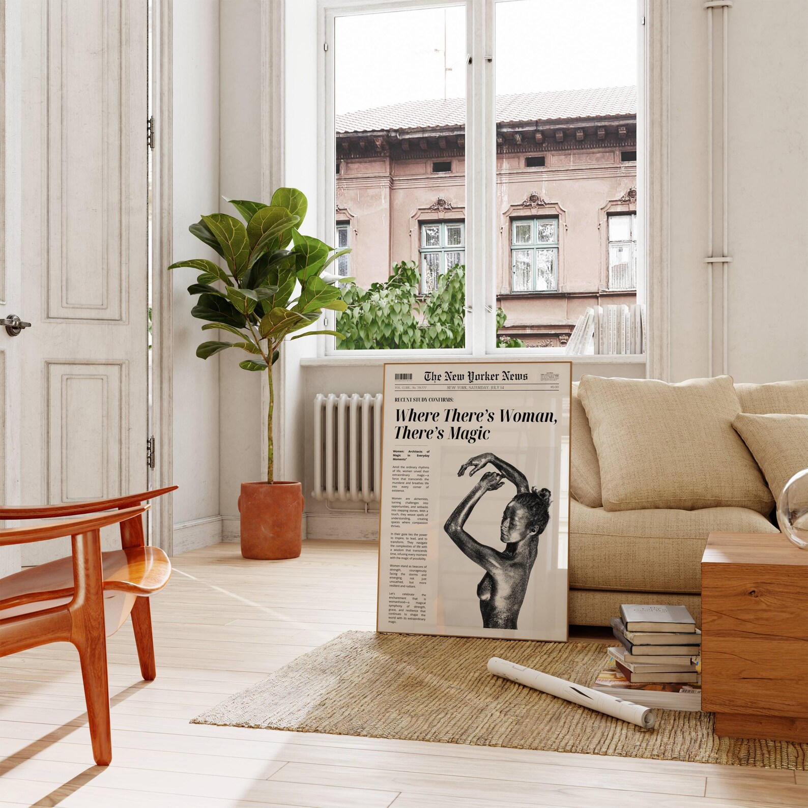 Woman Newspaper Headline Poster, Quote Poster, Retro Bar Cart Feminist ...