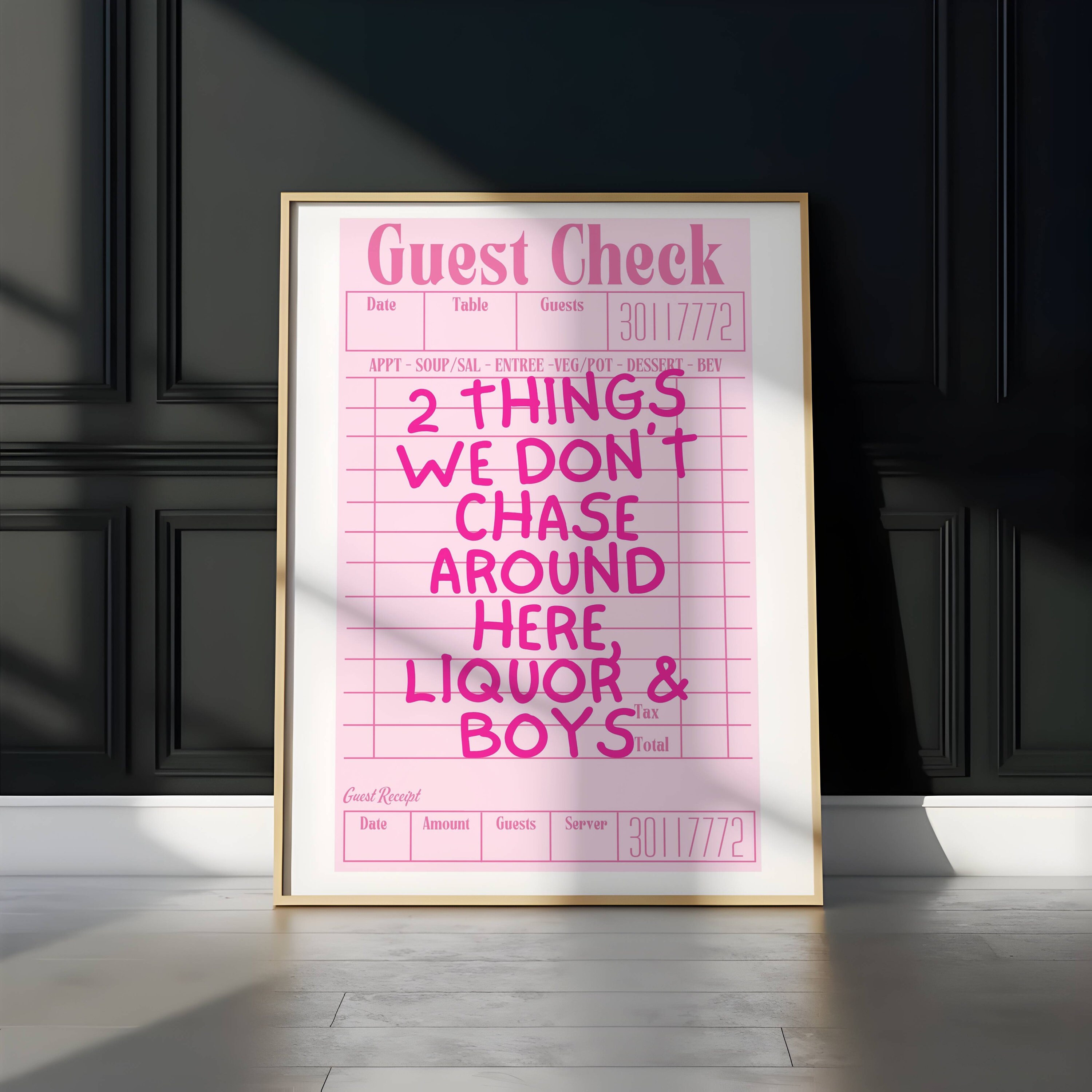 Liquor & Boys Guest Check Receipt Print Trendy Wall Art - Etsy