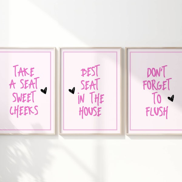 Pink Bathroom Art - Etsy