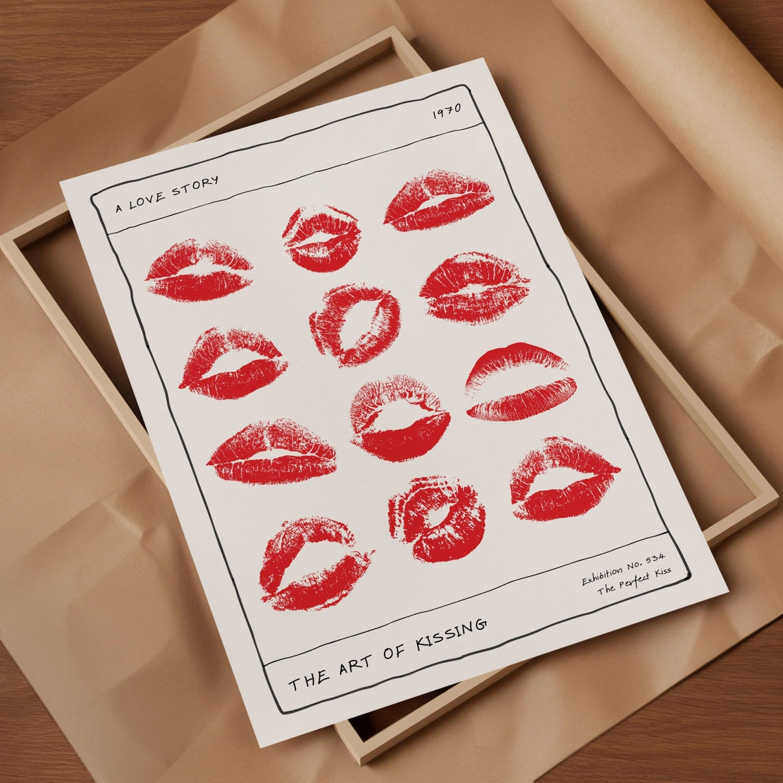 Art of Kissing Poster, Aesthetic Red Lips Wall Art, Retro Maximalist ...