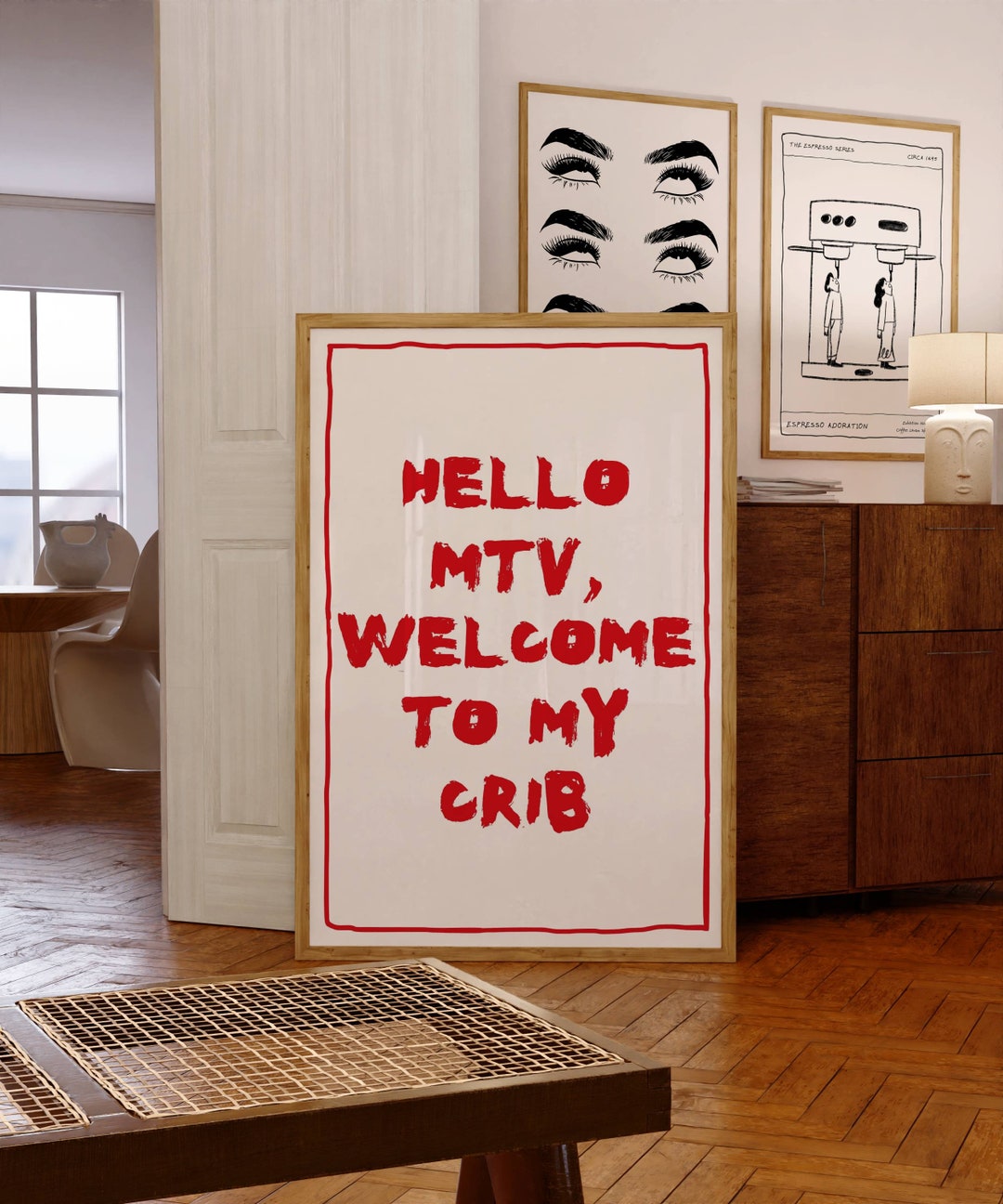 Hi MTV Poster, Welcome to My Crib Print, Trendy Red Wall Art, Apartment ...