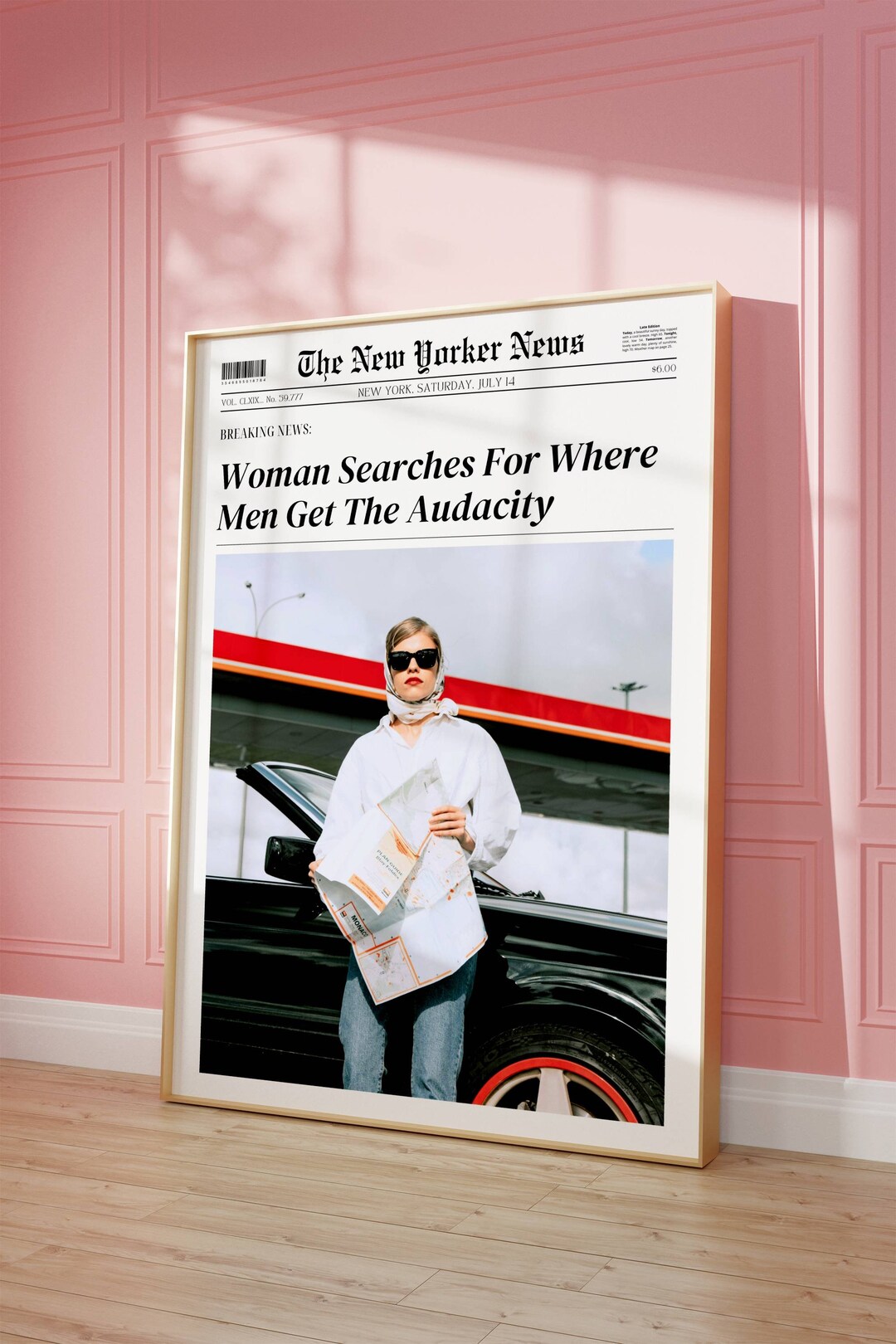 Newspaper Headline Art Print: Woman Searches for Audacity (digital ...