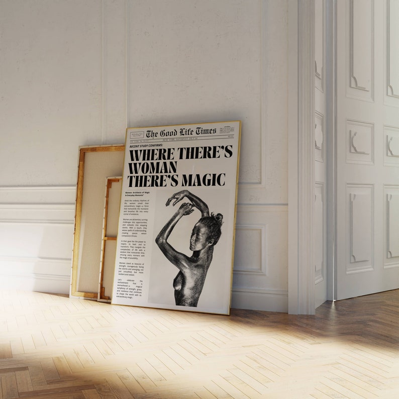 Woman Newspaper Headline Poster Quote Poster Retro Bar Cart - Etsy