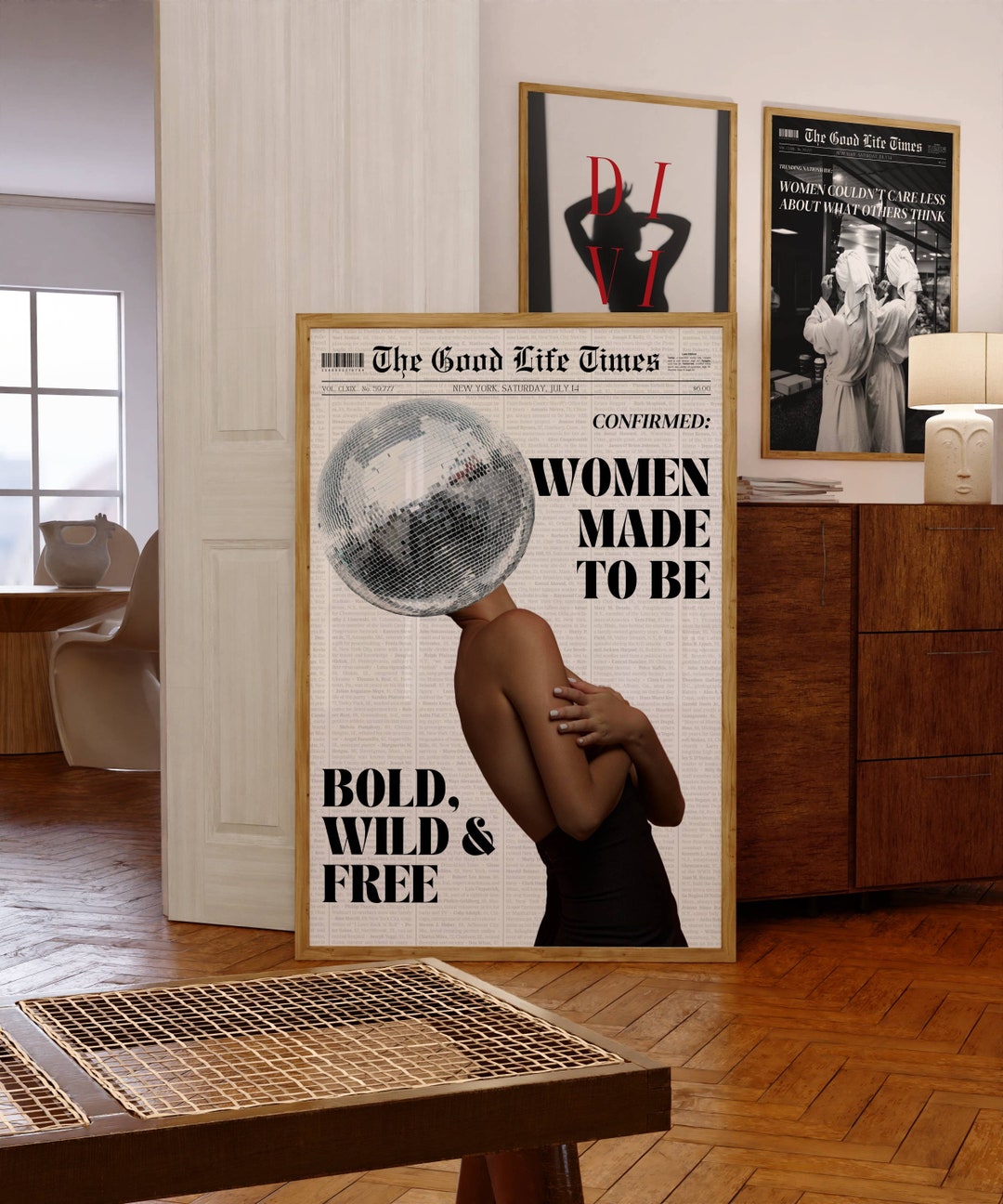Women Newspaper Headline Poster, Quote Poster, Retro Bar Cart Feminist ...