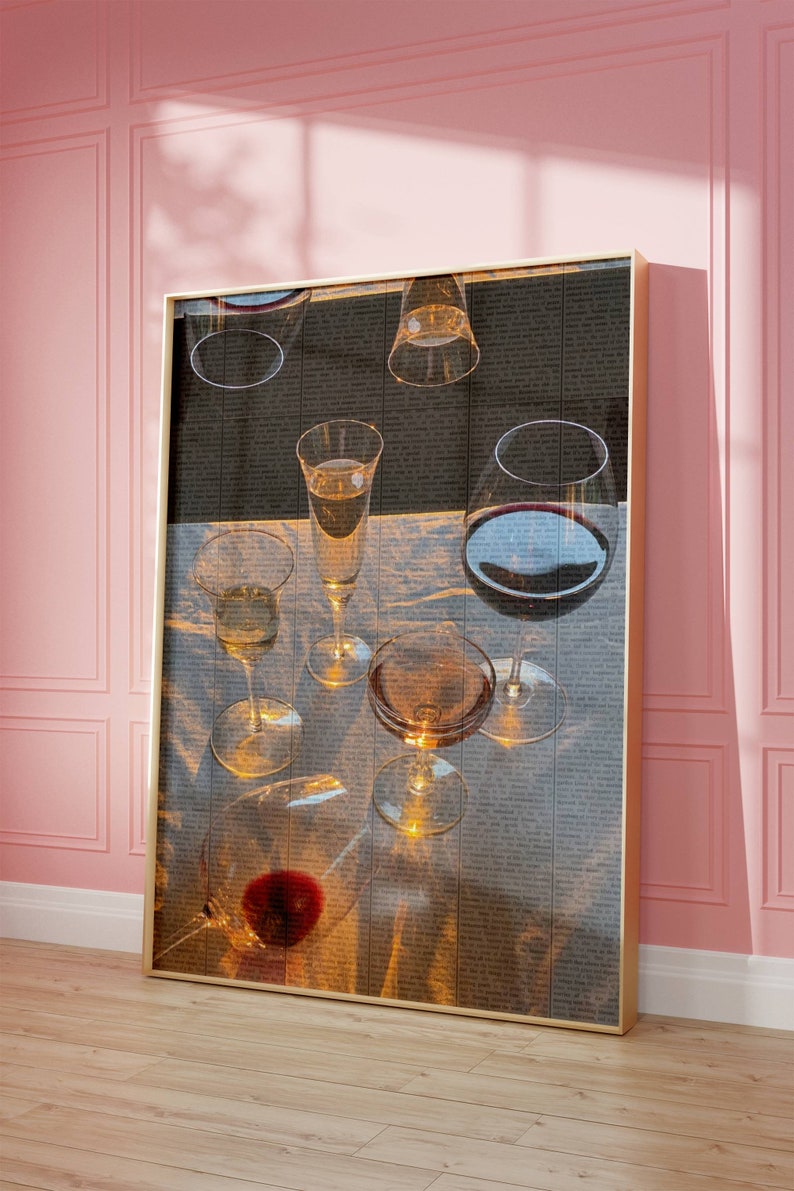 Trippy Drinks Newspaper Art Print: Retro Bar Cart Poster (digital ...
