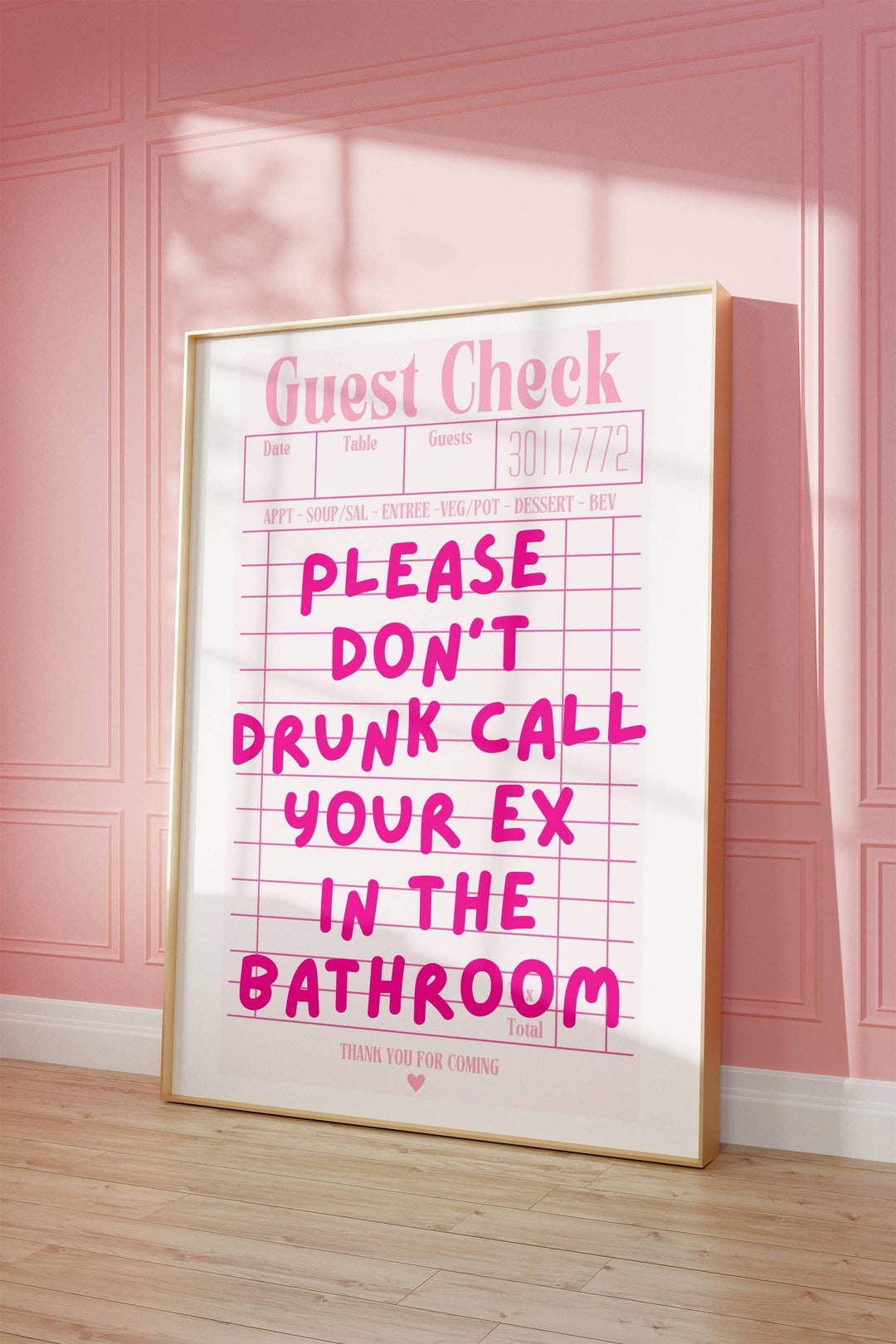 Guest Check Print, Trendy Wall Art Prints, Preppy Retro Print, Guest ...
