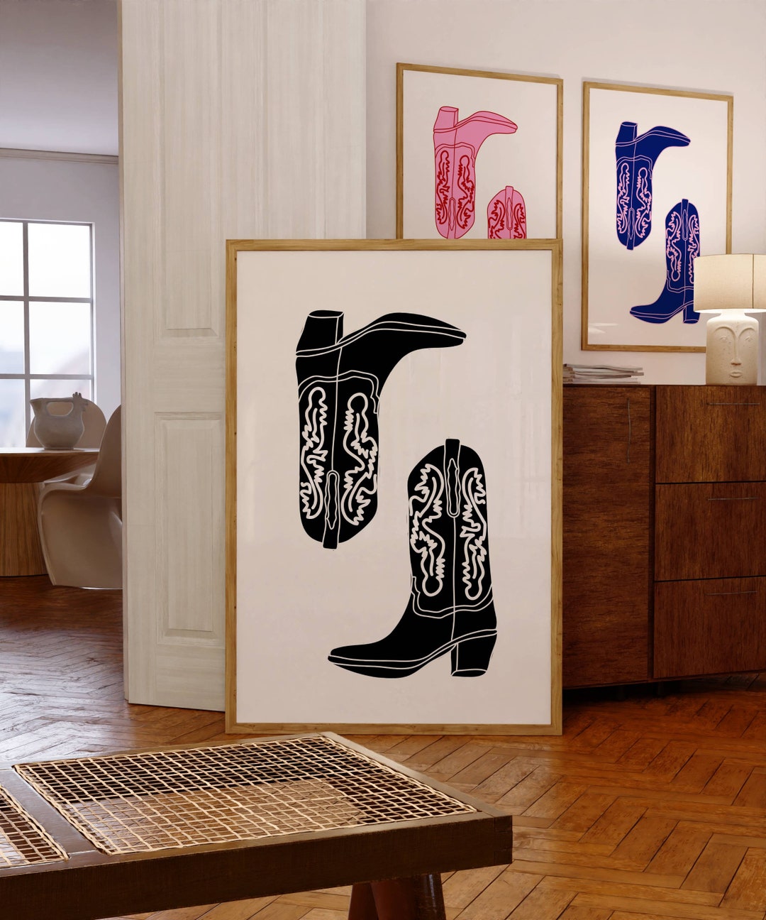 Trendy Wall Art Prints, Western Cowgirl Boots Art, Trendy Western Wall ...
