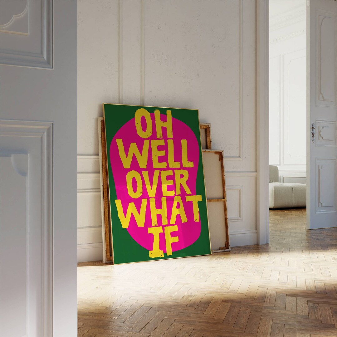 Maximalist Poster, Typography Print, Trendy, Vivid Green Pink Modern ...