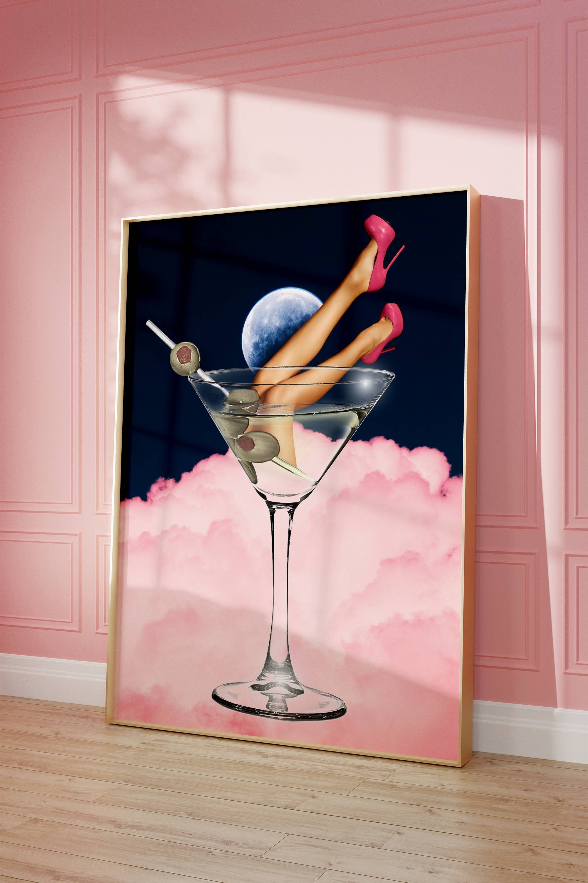 Cocktail Wall Art, Martini Poster, Funky Bar Cart Art, Alcohol Poster ...