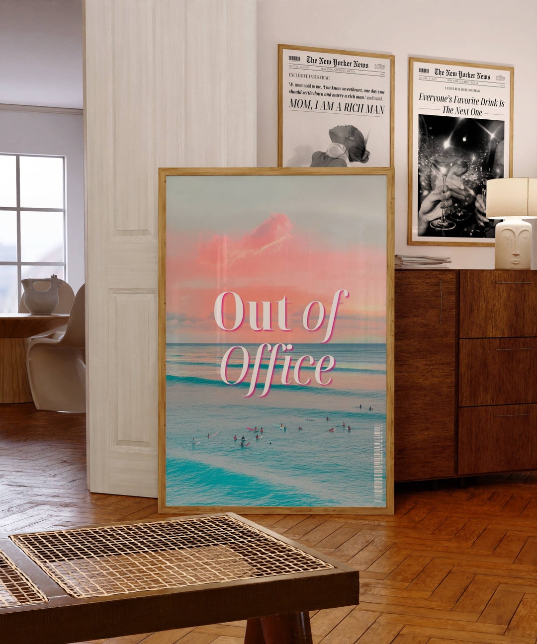 Out of Office Poster, Retro 70s Wall Print, Aesthetic Beach Print, Surf ...