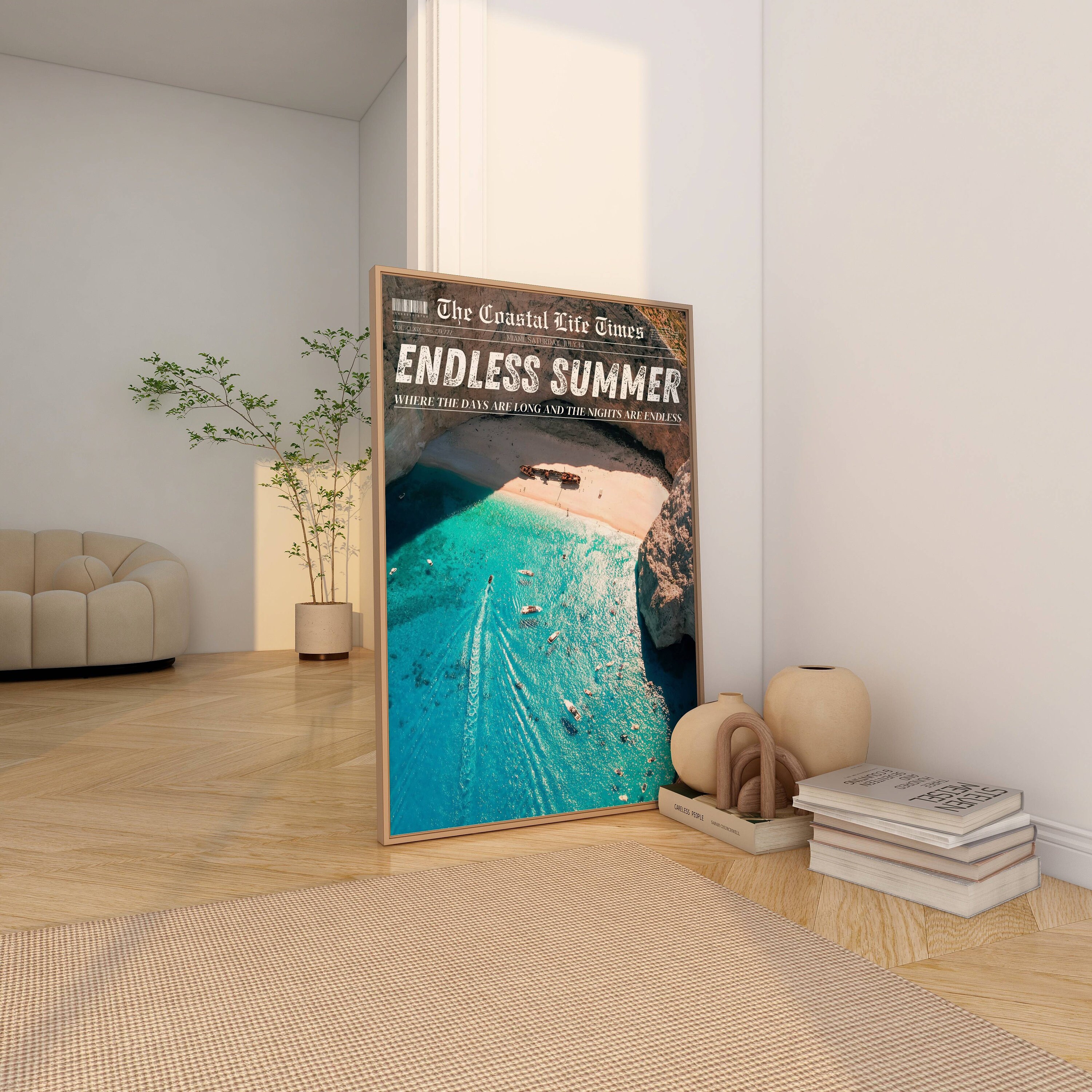 Newspaper Headline Poster, Boat Poster, Vogue Art, Beach Wall Art ...