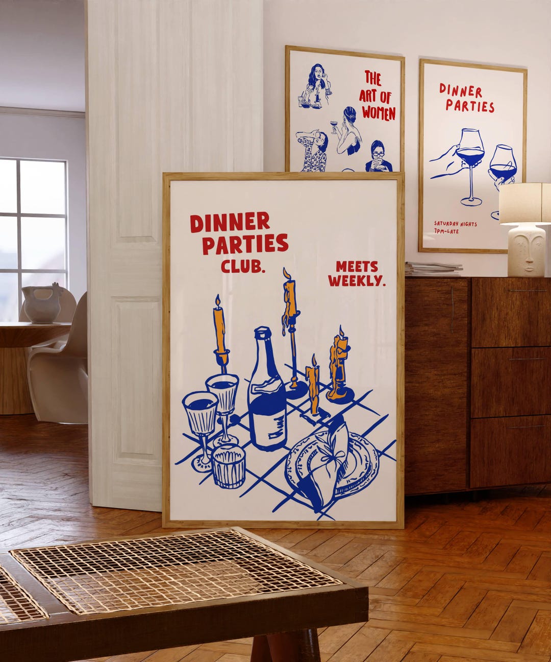 Dinner Party Poster, Happy Hour Wall Art, Dinner Party Club Print ...