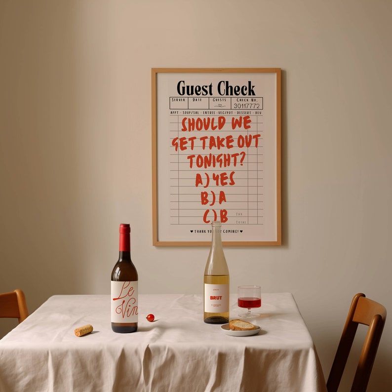 Takeout Guest Check Print, Retro Foodie Poster (digital Download) - Etsy