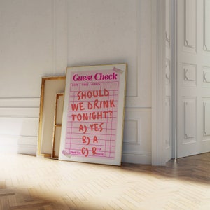 GUEST CHECK Receipt, Should We Drink Tonight, Bar Cart Wall Art Decor ...