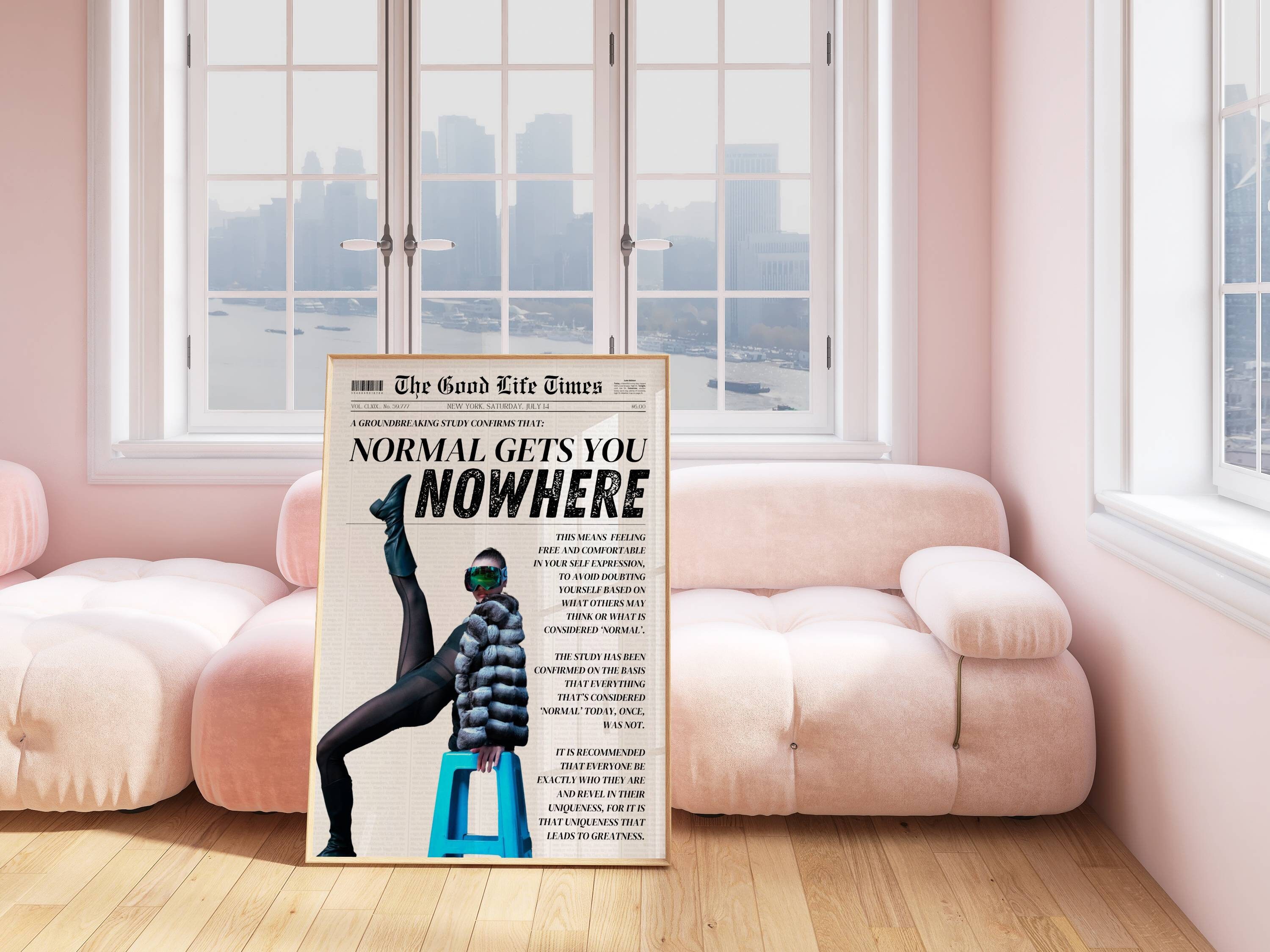 Normal Gets You Nowhere Newspaper Headline Poster, Quote Poster, Retro ...