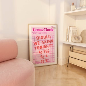 GUEST CHECK Receipt, Should We Drink Tonight, Bar Cart Wall Art Decor ...