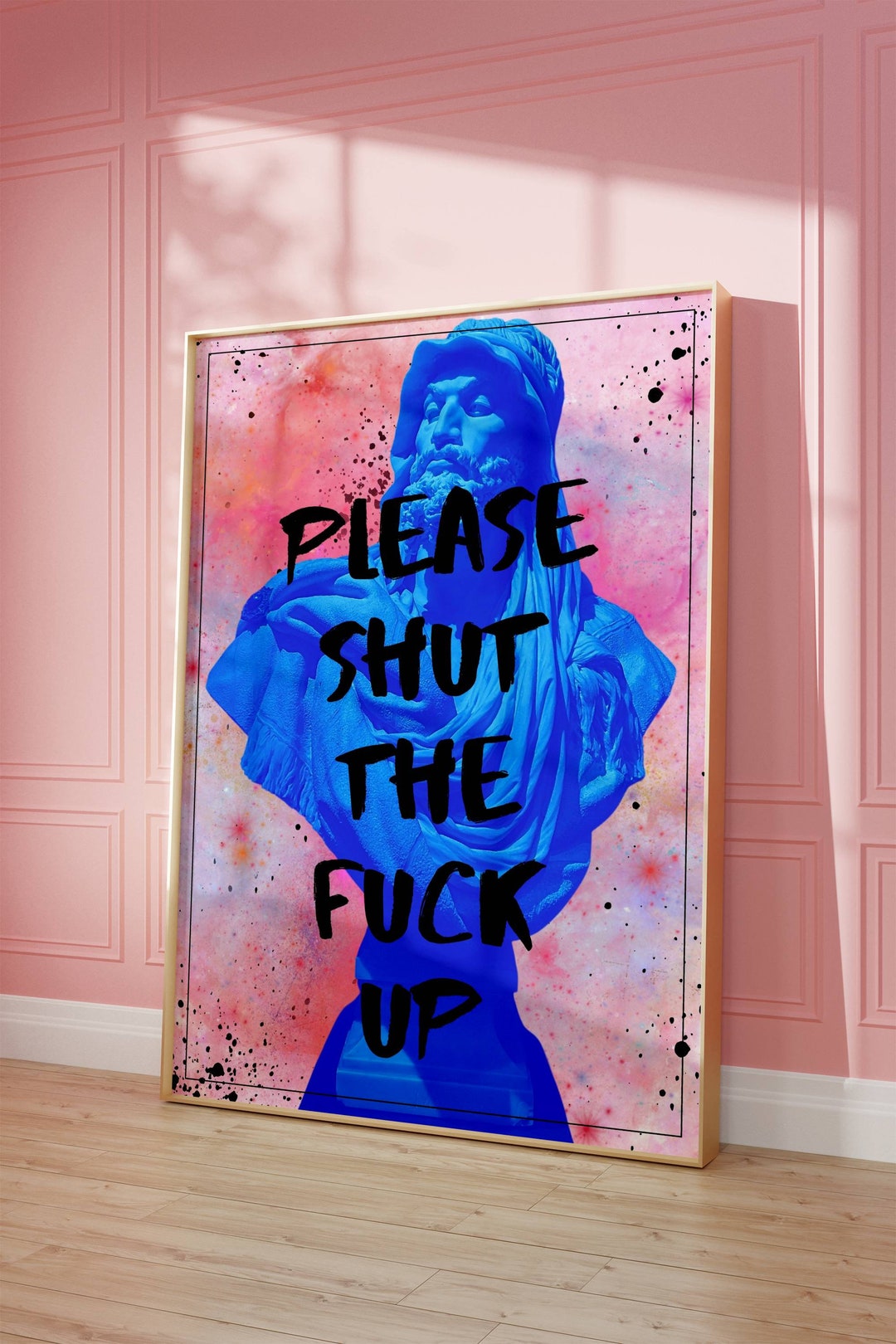 Shut up Poster, Edgy Wall Art, Retro Bar Cart Wall Art, 70s Print ...