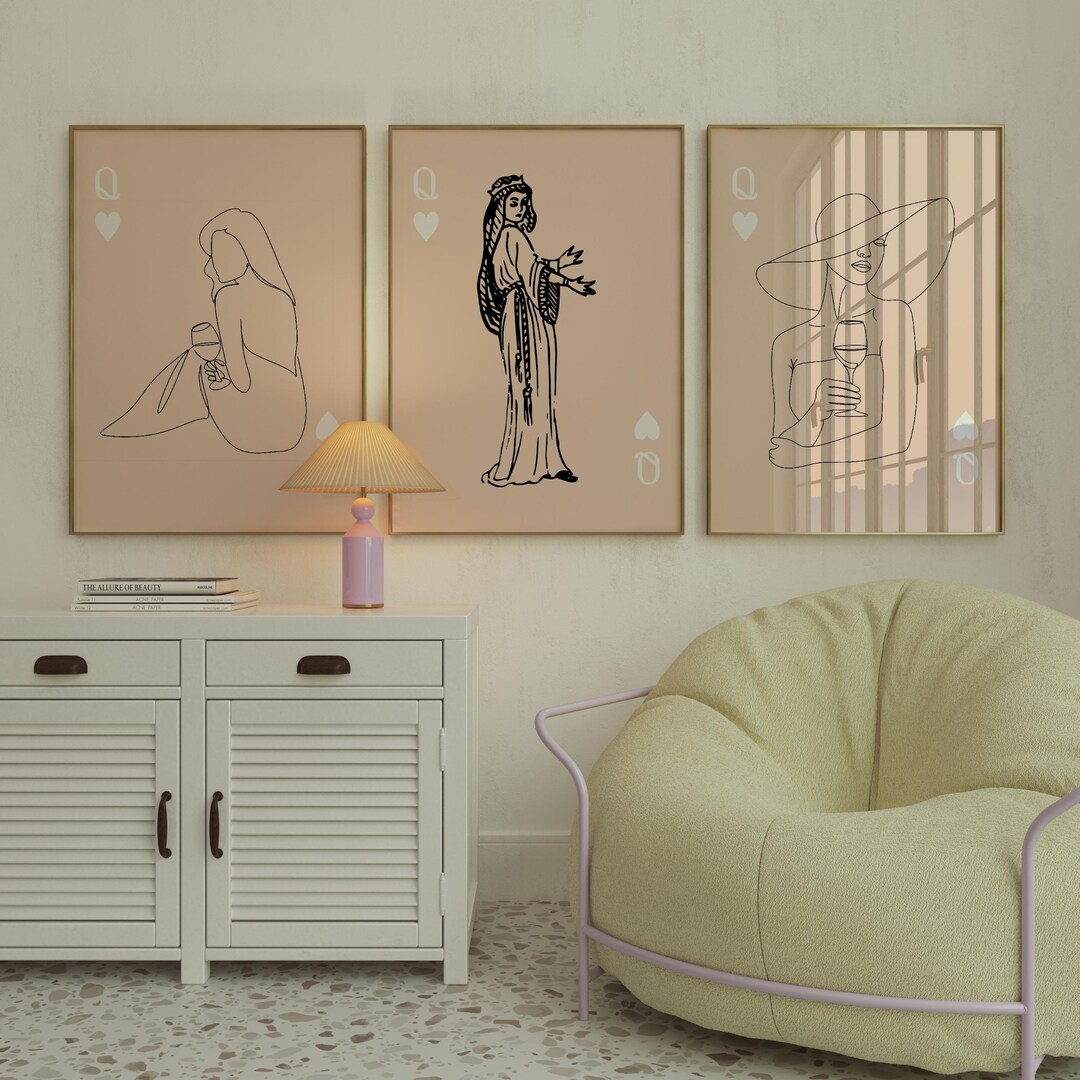 3er Set Bundle-Drucke Ästhetische Boho Neutrals Königin Karte Bündel Digital Download Drucke ...