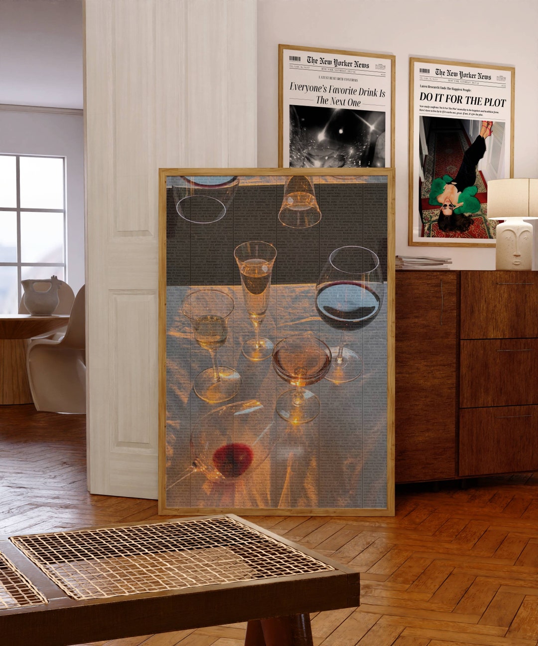 Trippy Drinks Newspaper Art Print: Retro Bar Cart Poster (digital ...