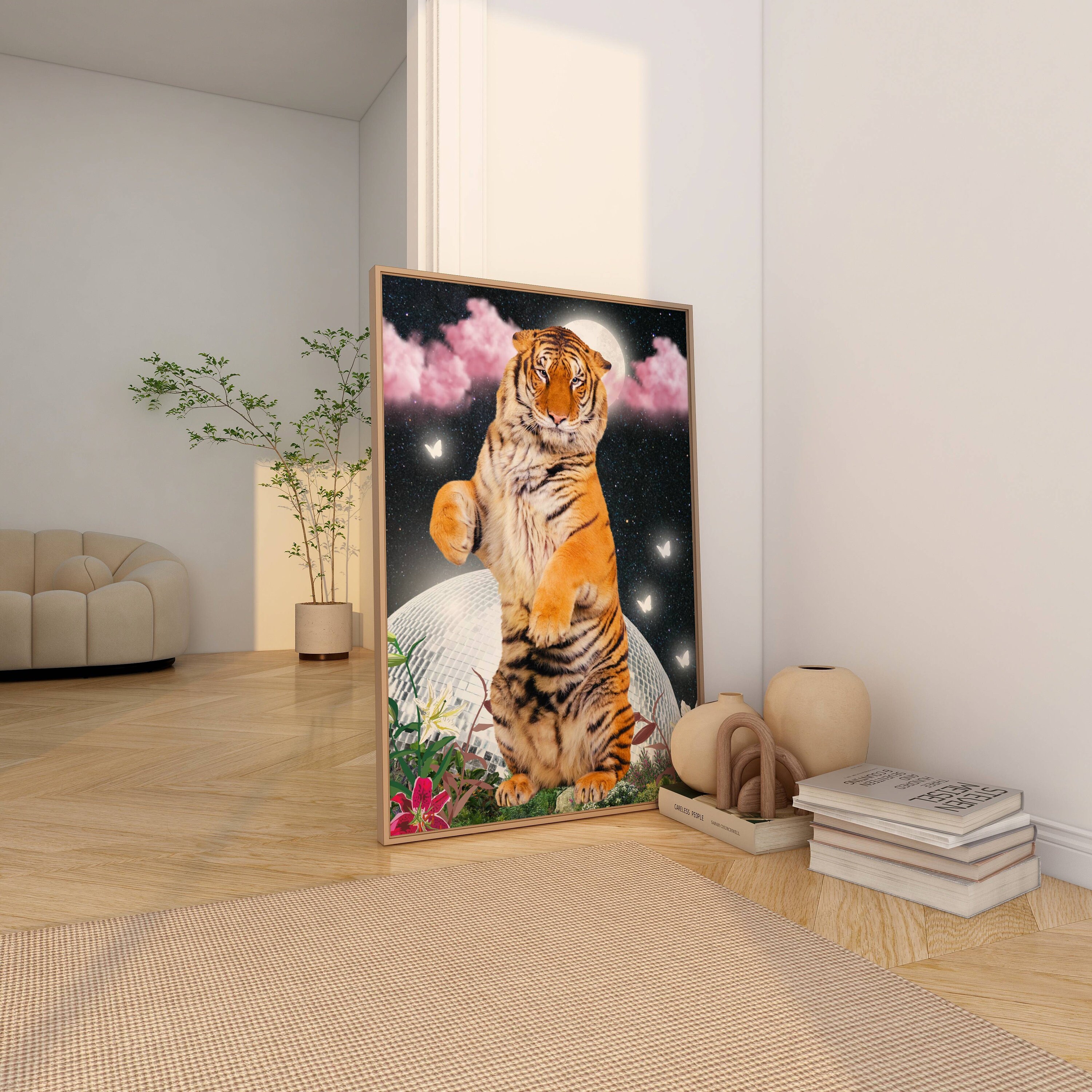 Disco Tiger Poster, Retro Bar Cart Art, 70er Jahre Wanddruck, Magazin ...
