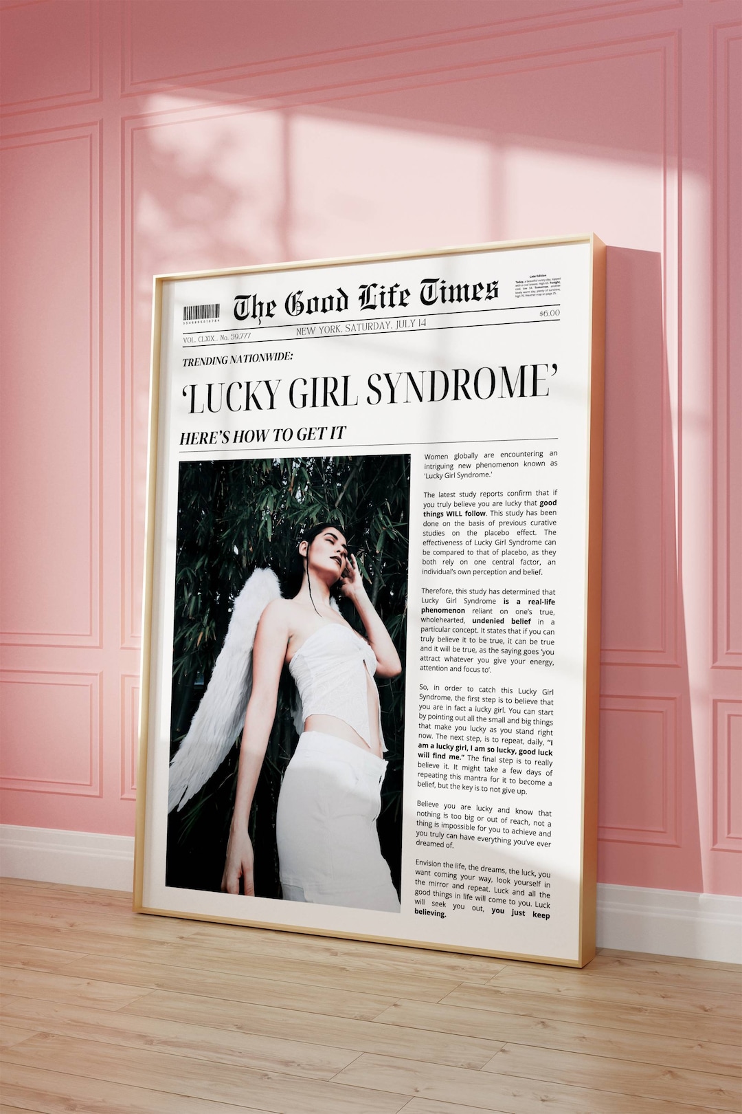 Lucky Girl Syndrome Newspaper Print: Trendy Feminist Wall Art (digital ...