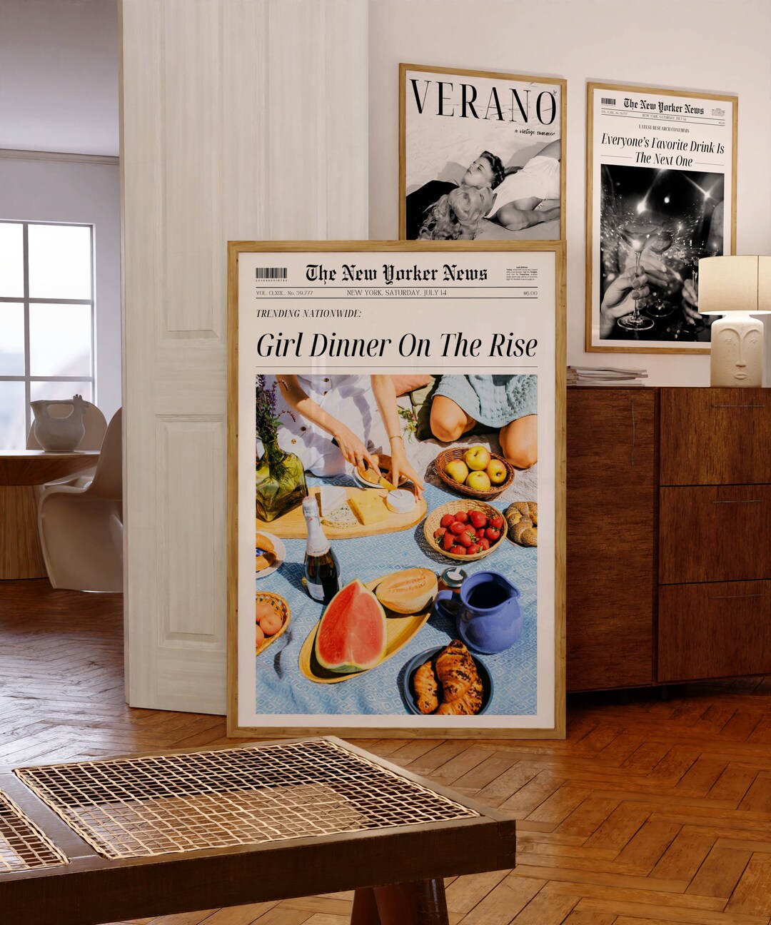 Girl Dinner Poster, Trendy Newspaper Headline Poster, New York News ...