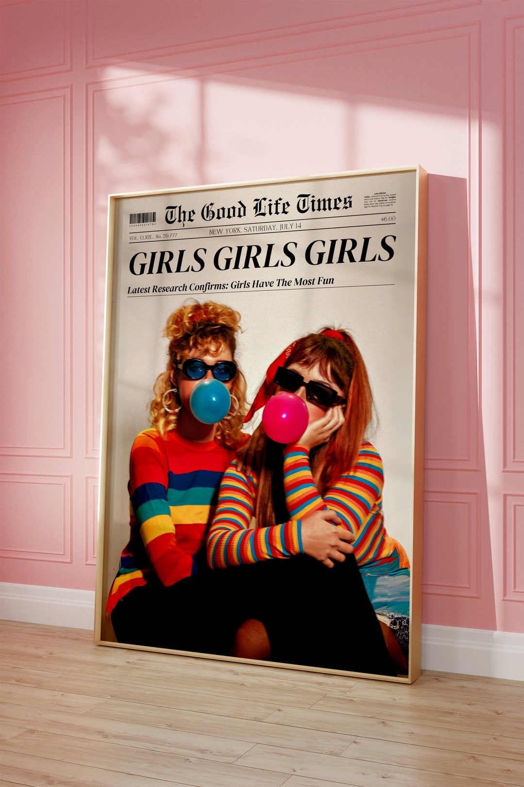 Girls Newspaper Headline Poster: Trendy Preppy Wall Art (digital ...