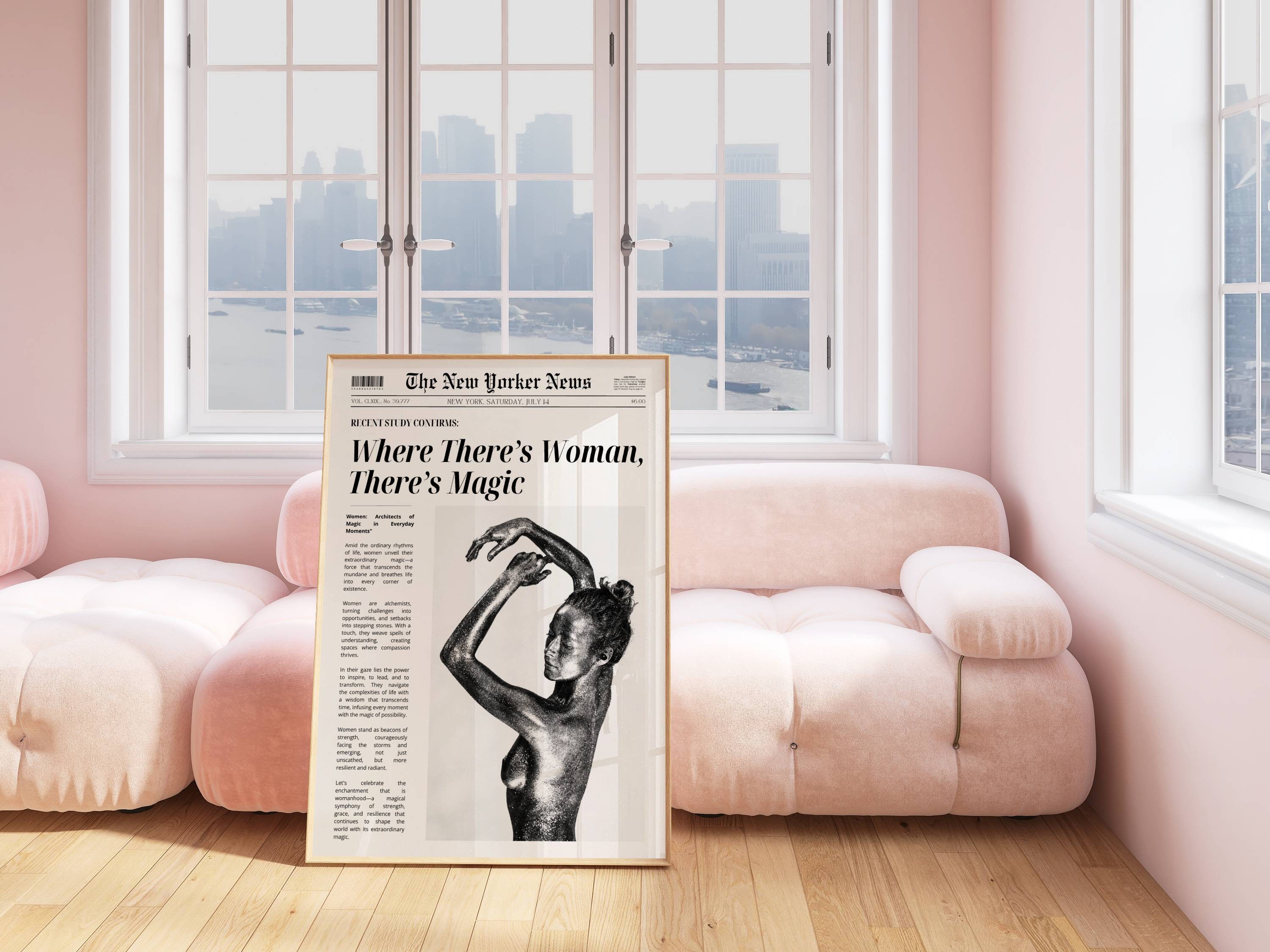 Woman Newspaper Headline Poster, Quote Poster, Retro Bar Cart Feminist ...