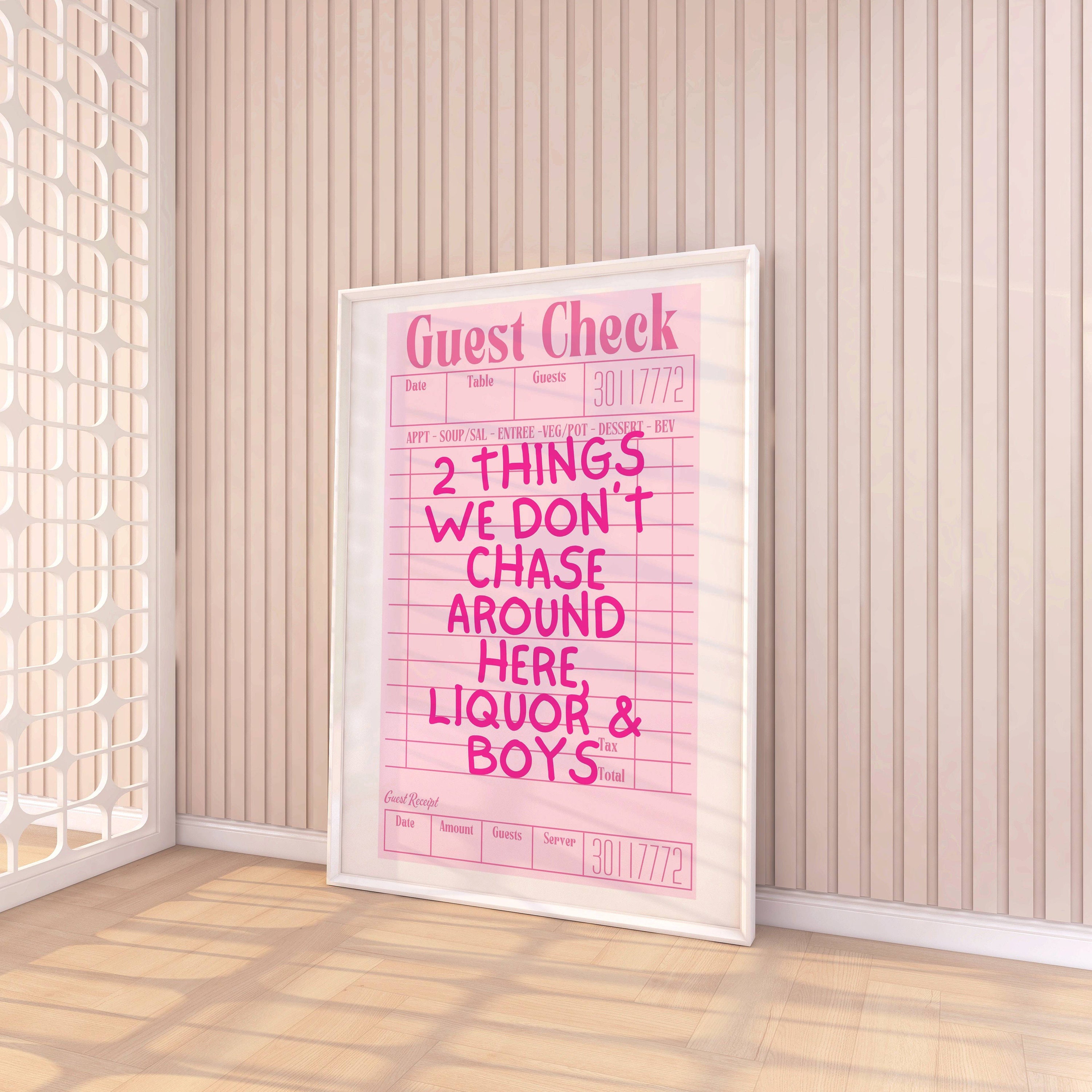 Liquor & Boys Guest Check Receipt Print Trendy Wall Art - Etsy