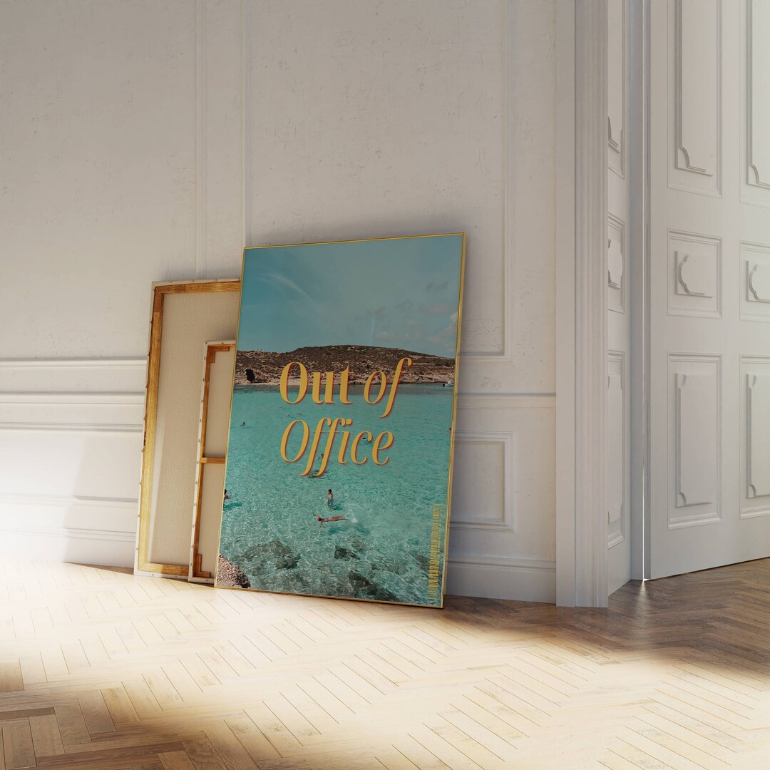 Out of Office Poster, Retro 70s Wall Print, Aesthetic Beach Print, Surf ...