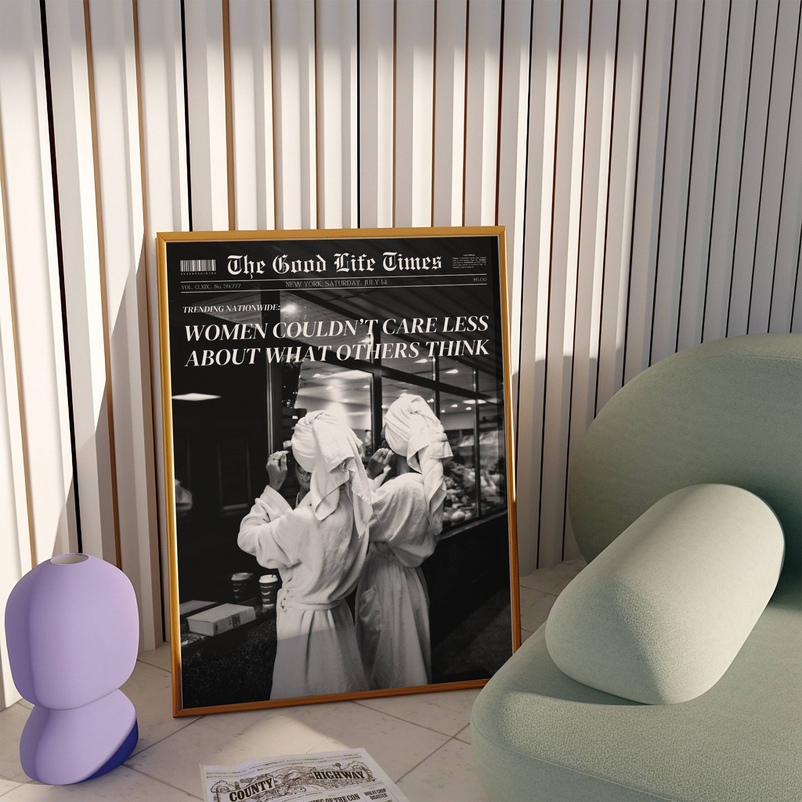 Women Newspaper Headline Poster, Quote Poster, Retro Bar Cart Feminist ...