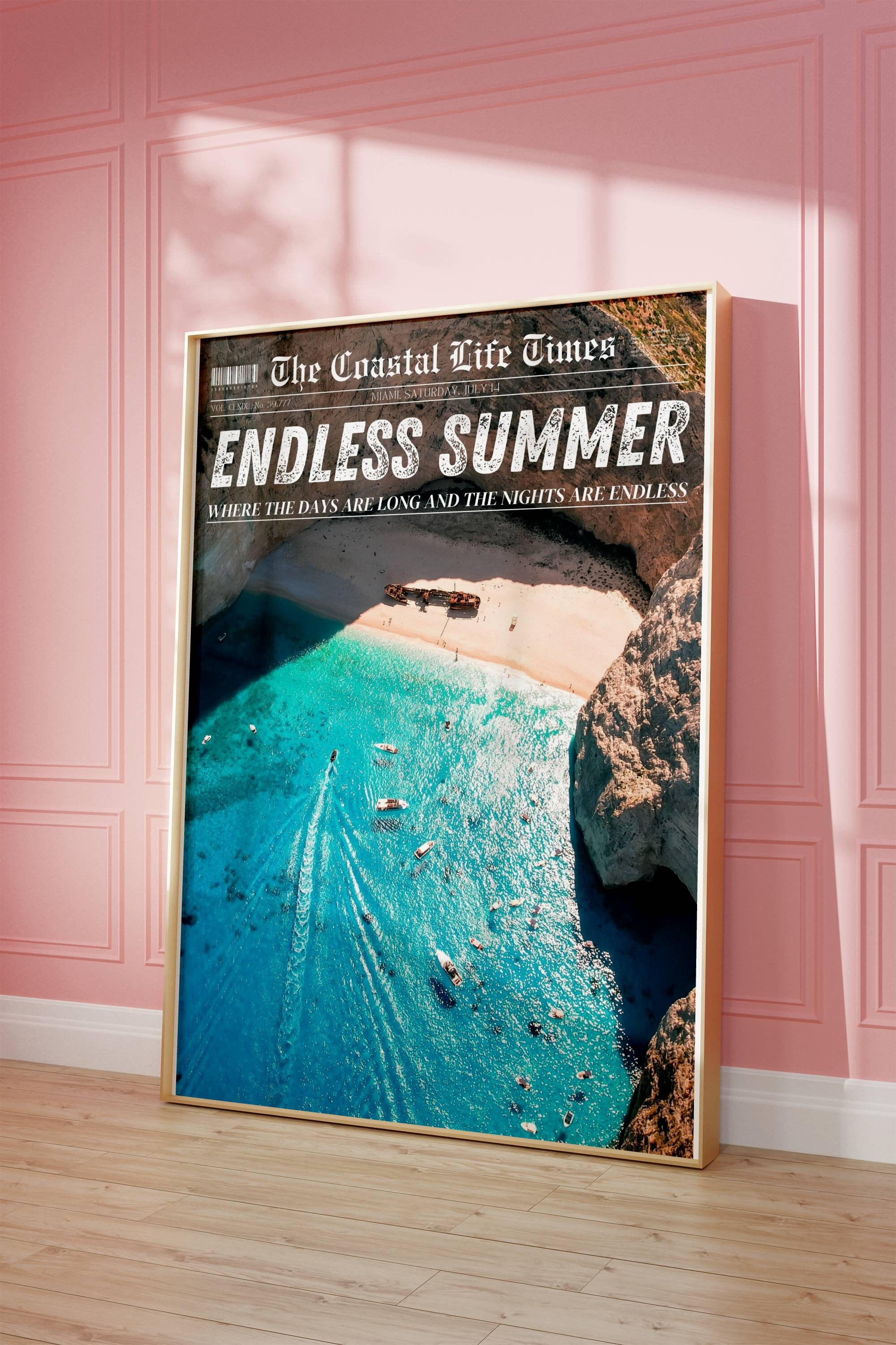 Newspaper Headline Poster, Boat Poster, Vogue Art, Beach Wall Art ...