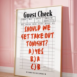 Takeout Guest Check Print, Retro Foodie Poster (digital Download) - Etsy