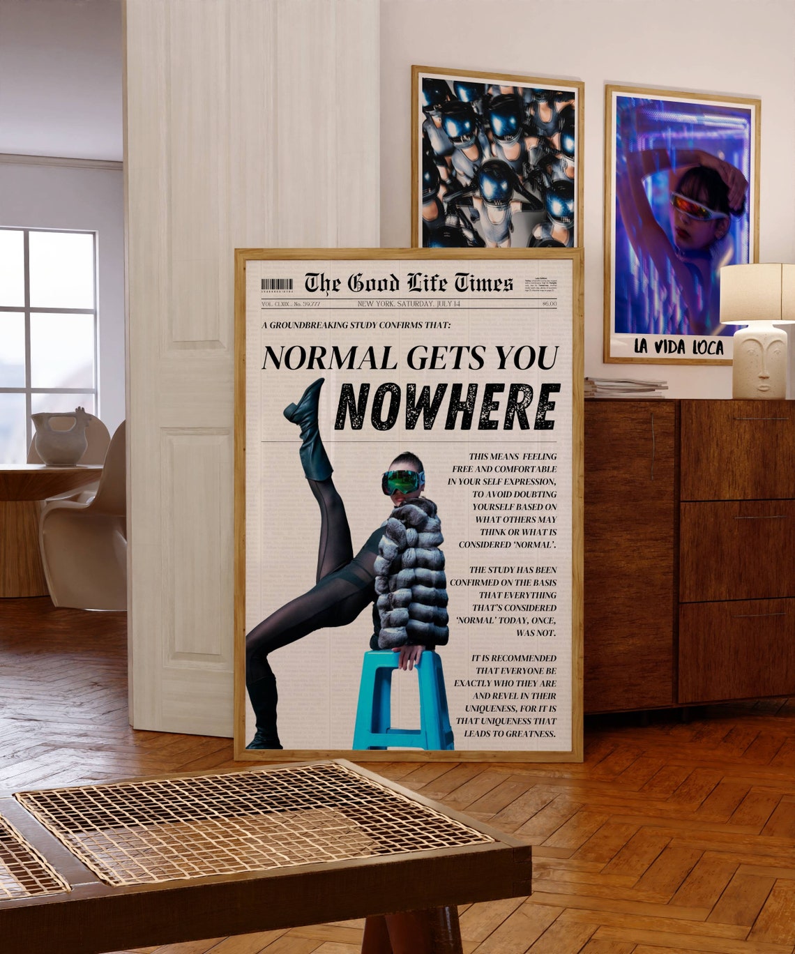 Normal Gets You Nowhere Newspaper Headline Poster, Quote Poster, Retro ...