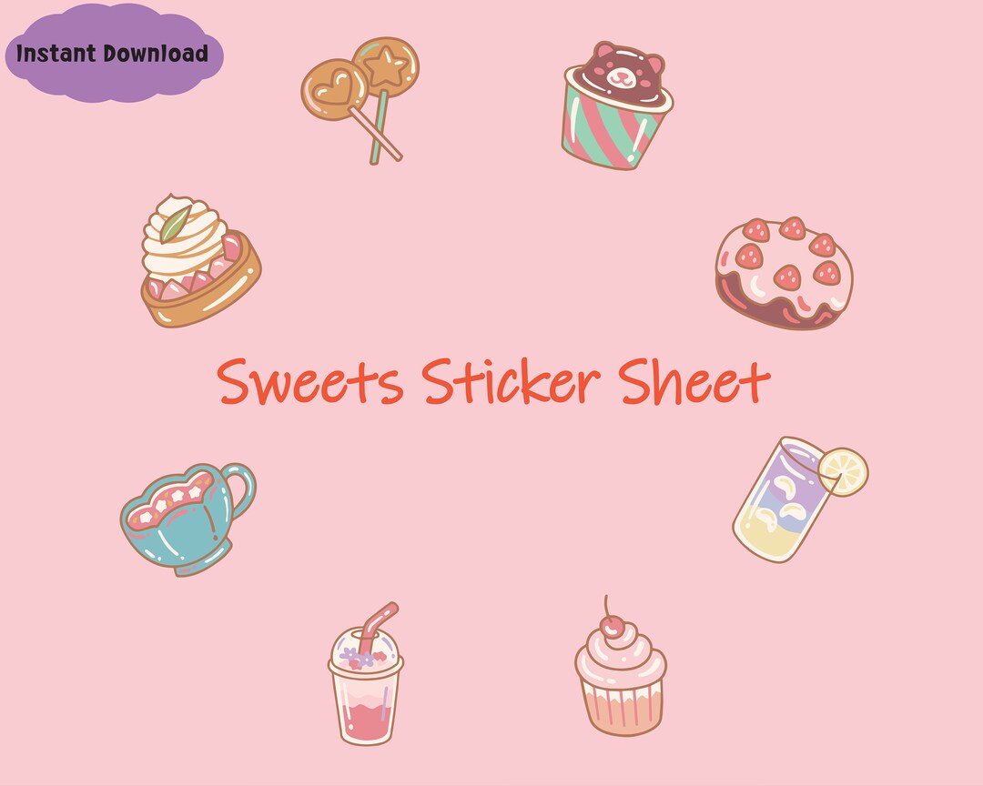 Sweets Digital Sticker Printable Sticker Digital Sticker Multiple ...