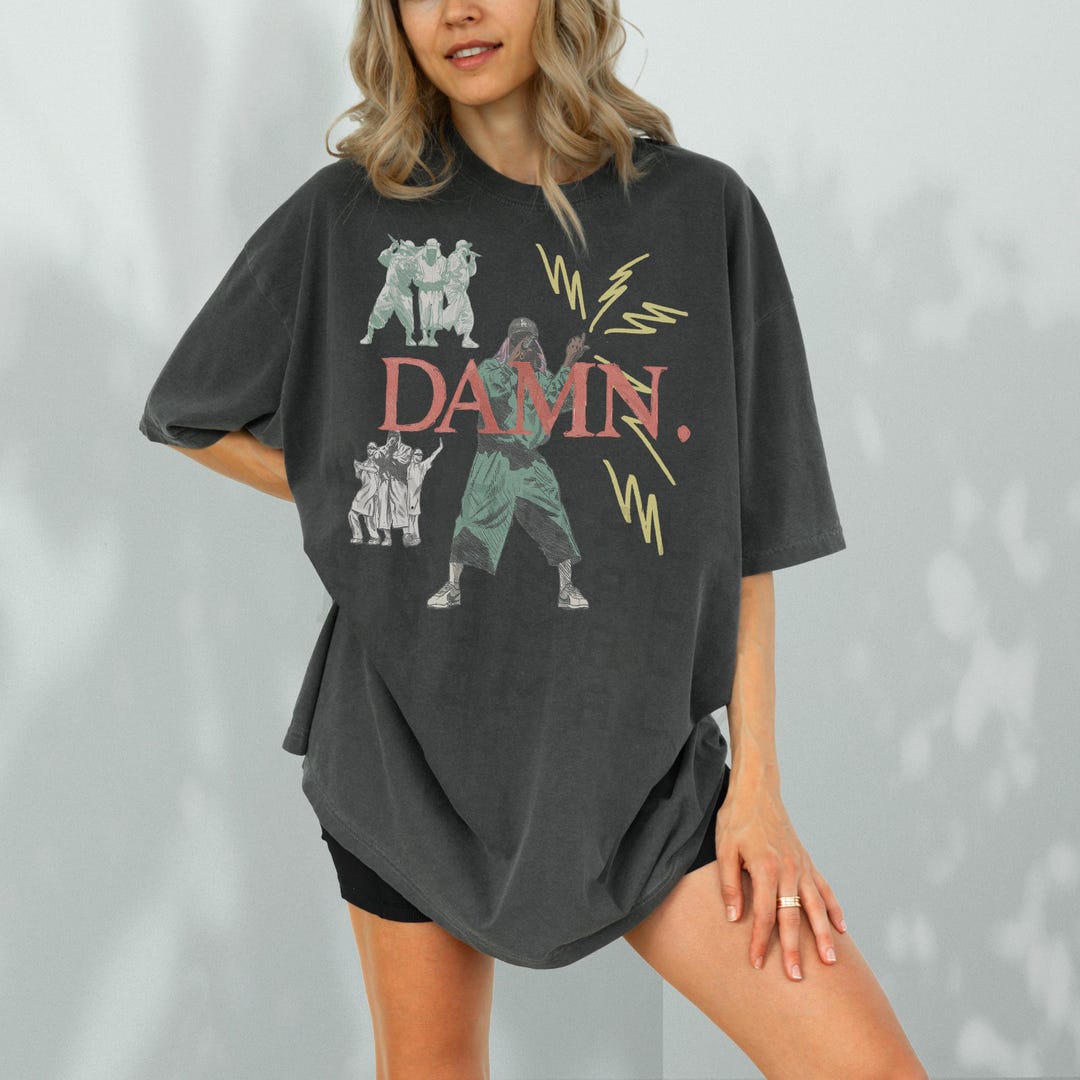 Retro Rapper Music Tee, Streetwear Style Kendrick Graphic Tee Shirt ...
