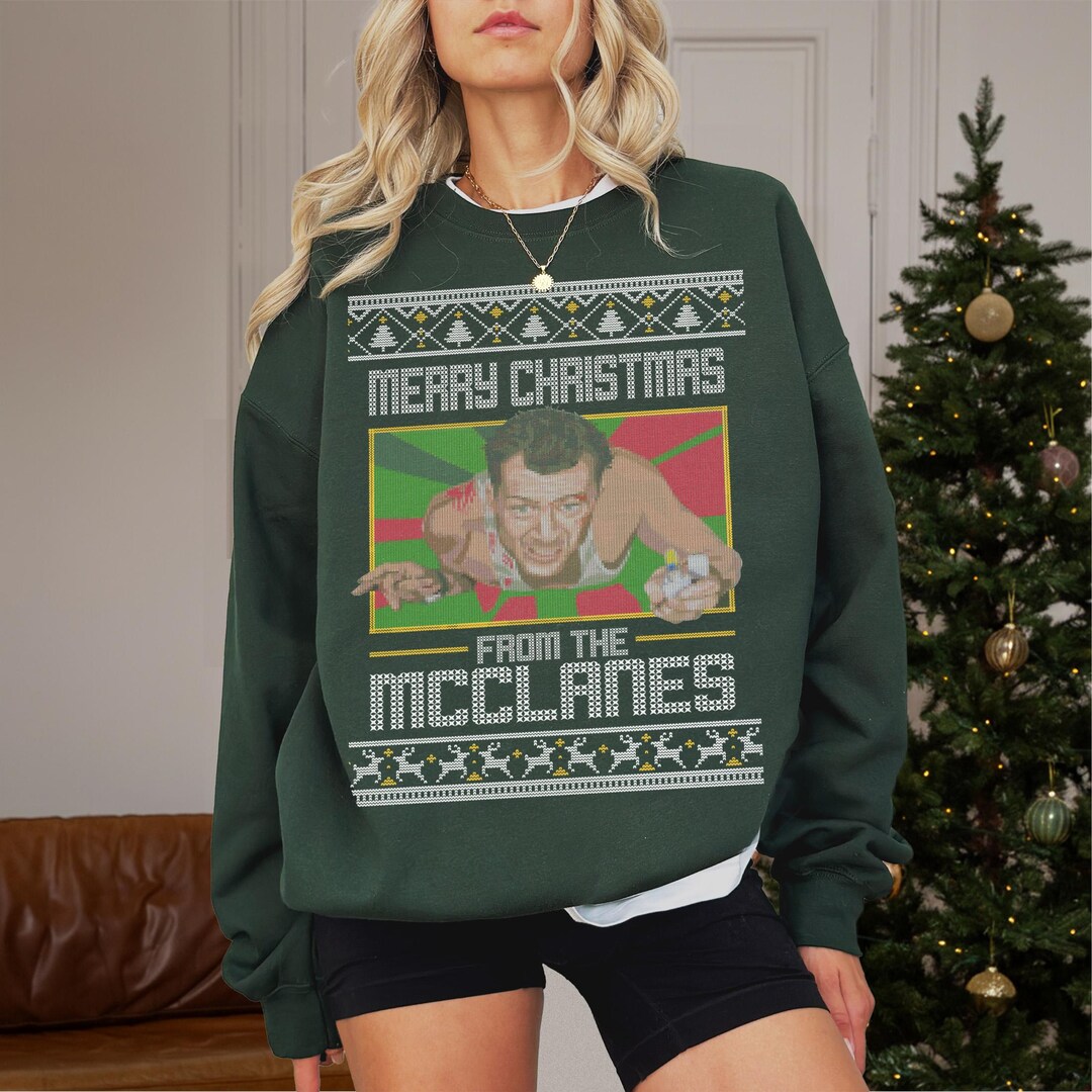 Mcclane Christmas Movie Sweater, Retro 80s Die Movie Xmas Sweatshirt - Etsy
