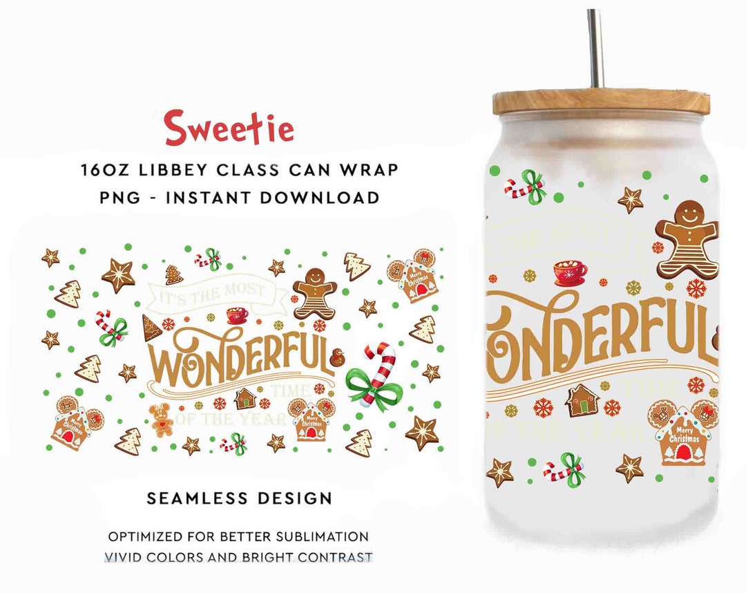 Gingerbread 16oz Libbey Can Wrap PNG Christmas Can Wrap 16oz - Etsy