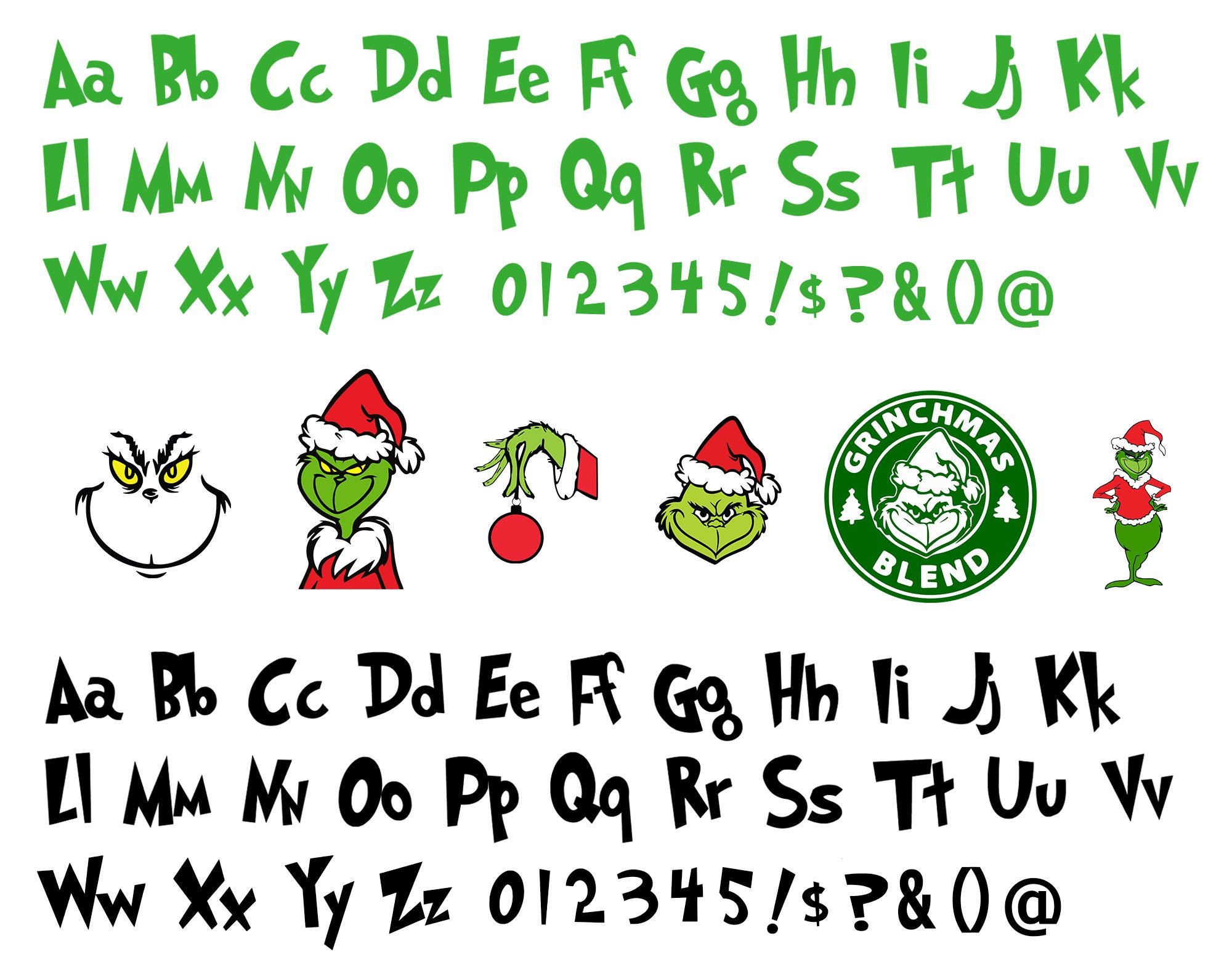 Grinch Font Bonus Grinch Png Christmas Font Green Character - Etsy UK