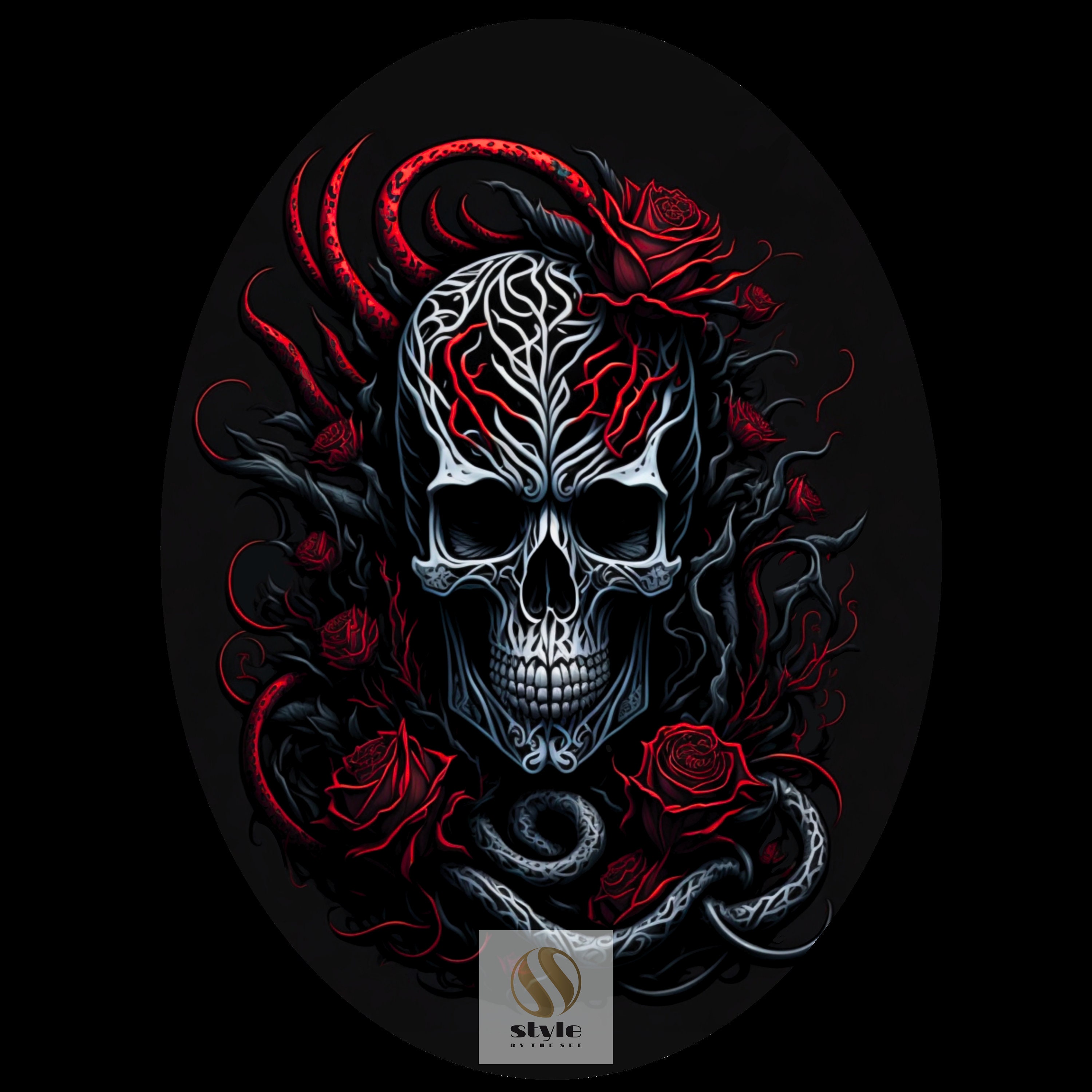 Red Roses Snake Skulls Digital Downloads Great for Halloween Trending ...