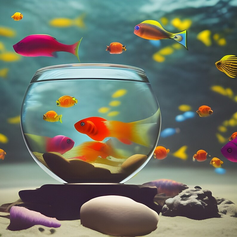 Diamond Painting Kit Tropical Fish Bowl Beautiful Wall Art Colourful ...