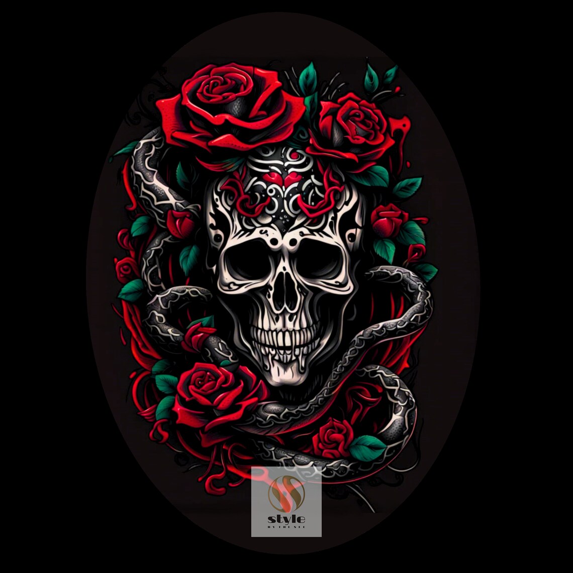 Red Roses Snake Skulls Digital Downloads Great for Halloween Trending ...