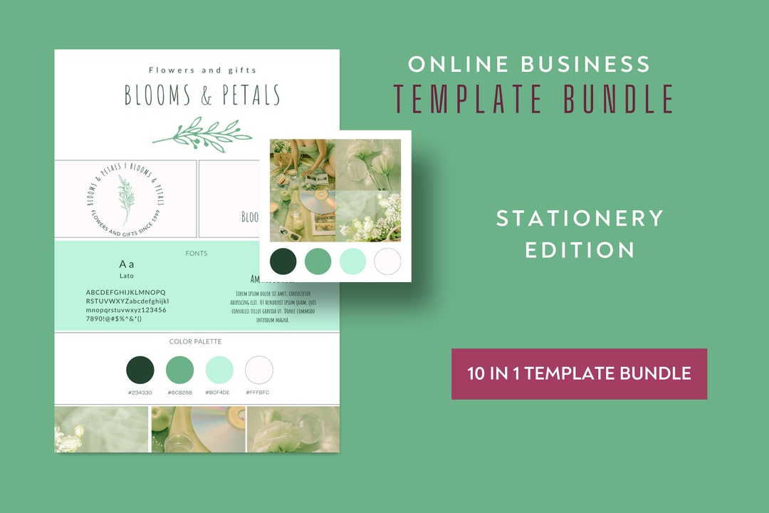 Petal Green Stationery Bundle Canva Template - Etsy